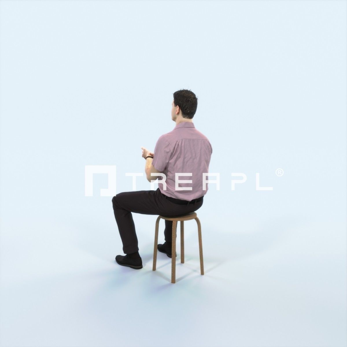 3D model Romance 08F Clapping Clapping Sitting Casual Man VR / AR / low ...