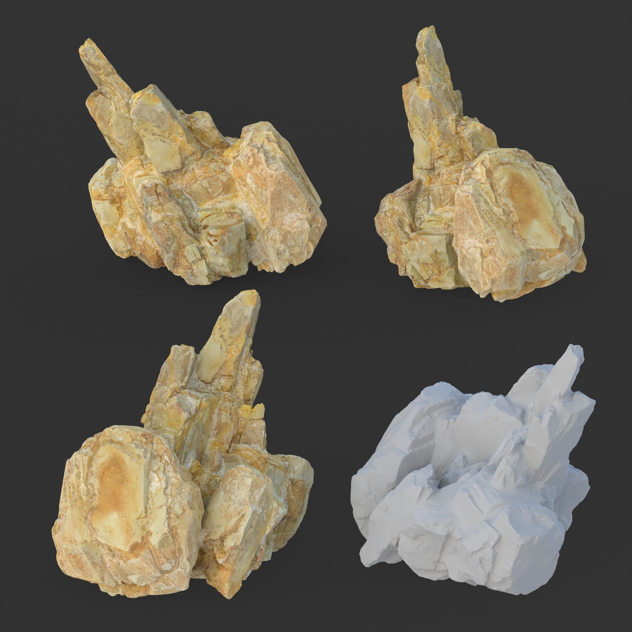 High poly Yellow Spiky Modular Rock 230715 3D model | CGTrader