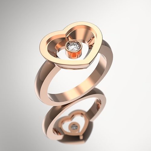 Luxury Heart Ring with glass Diamond 3mm Chopard 3D model 3D printable | CGTrader