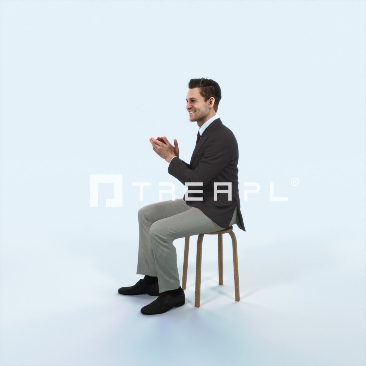 3D model Virtue 13I Clapping Sitting Elegant Man VR / AR / low-poly ...