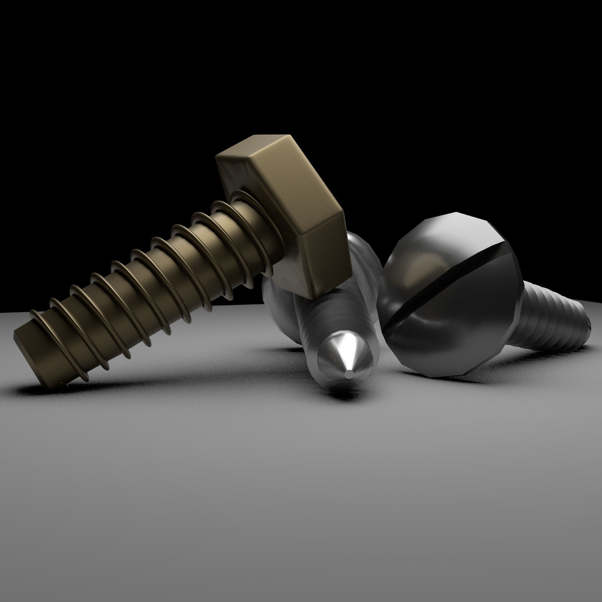 3 Different Types of Screws for Free free 3D model | CGTrader