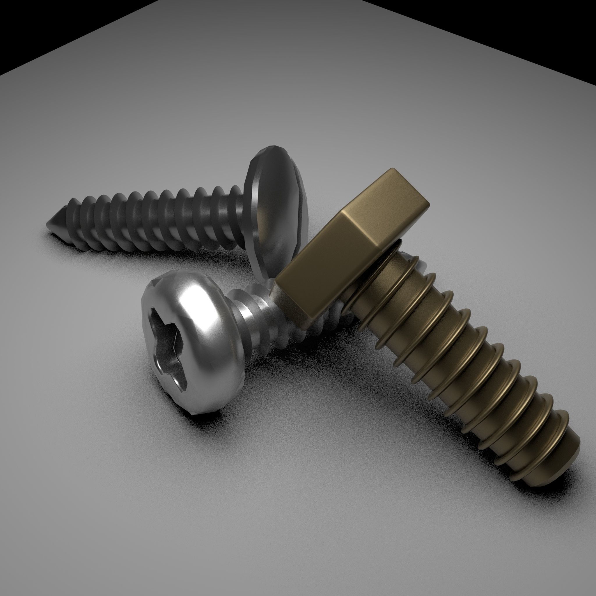 3 Different Types of Screws for Free free 3D model | CGTrader