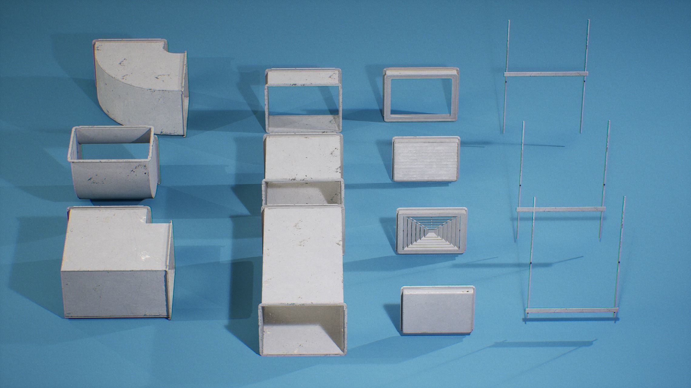 3D model Game-ready PBR Industrial Modular Vent System - Low poly VR ...