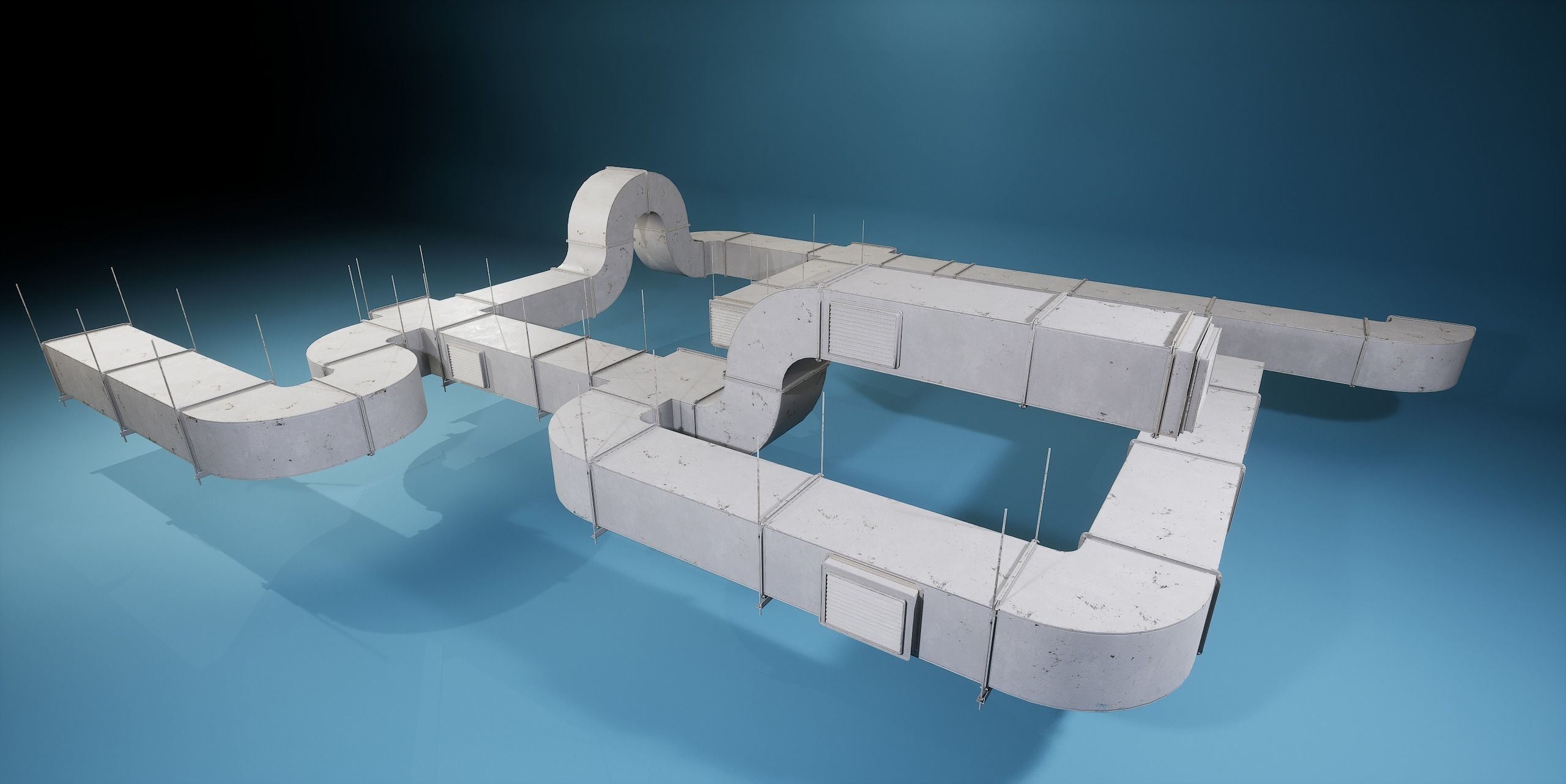 3D model Game-ready PBR Industrial Modular Vent System - Low poly VR ...