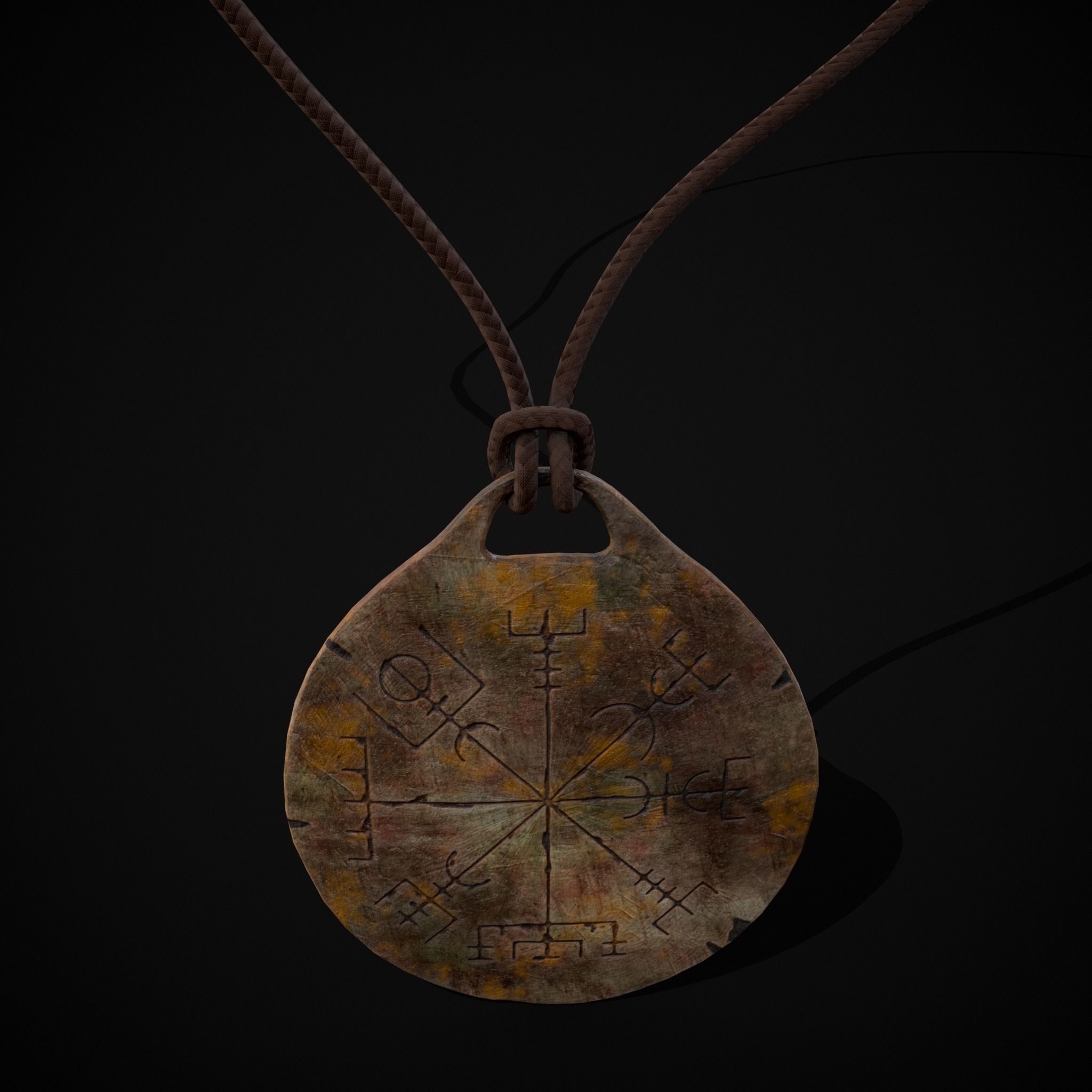3D model Wooden Vegvisir Medallion VR / AR / low-poly | CGTrader