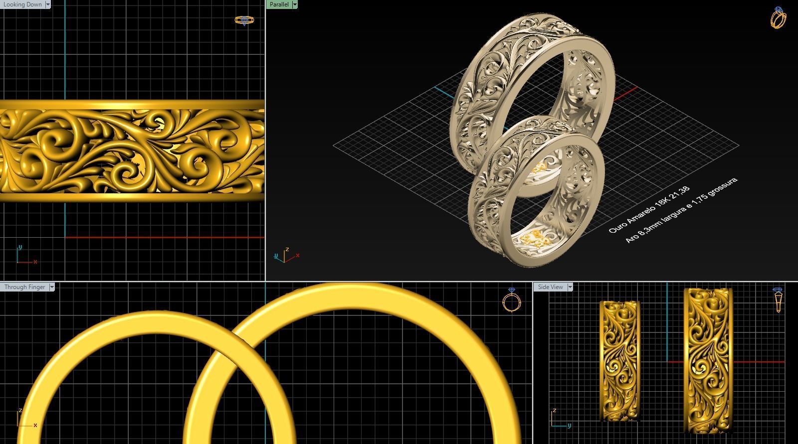Alianca arabesco filigrama trabalhada alianca real royal ring 3D model | CGTrader