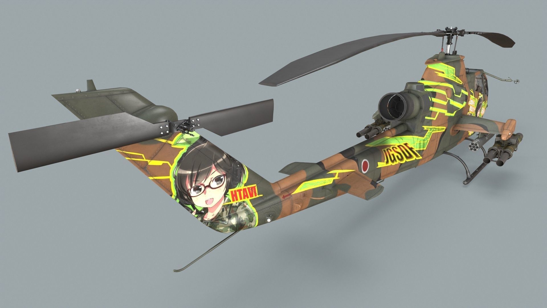 3D model Bell AH-1S Cobra JGSDF Wakana Kisarazu Complex Animation VR ...