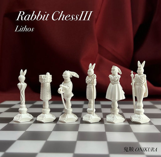 RABBIT CHESS lithos SET 3D model 3D printable | CGTrader
