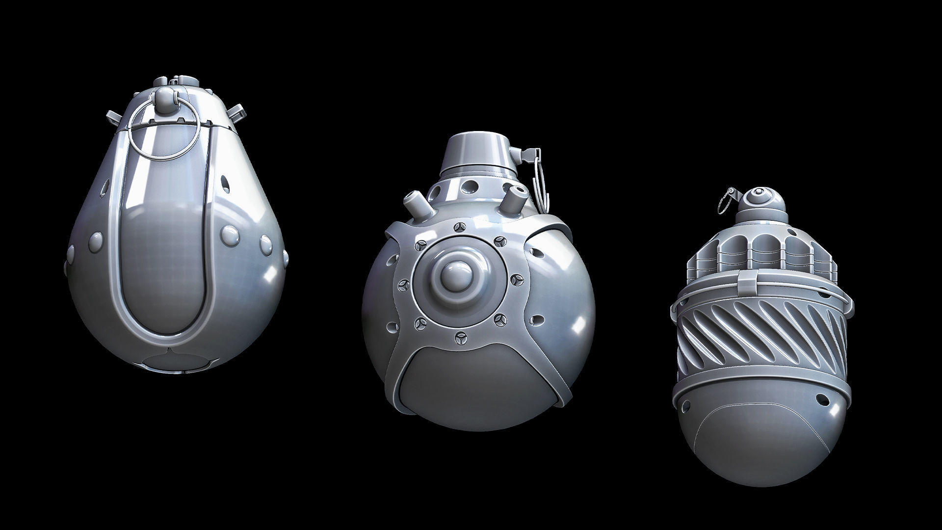 Sci-Fi Grenades Set 3D model | CGTrader