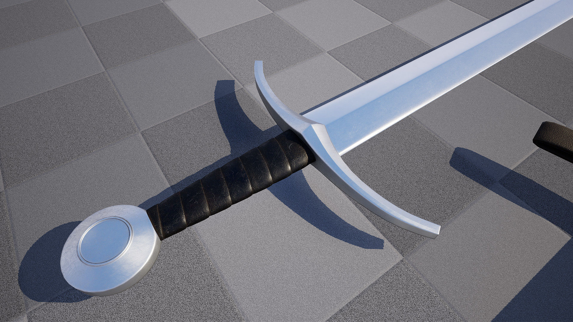 3D model Medieval Sword 04 low poly plus old texture and sheath UE VR ...
