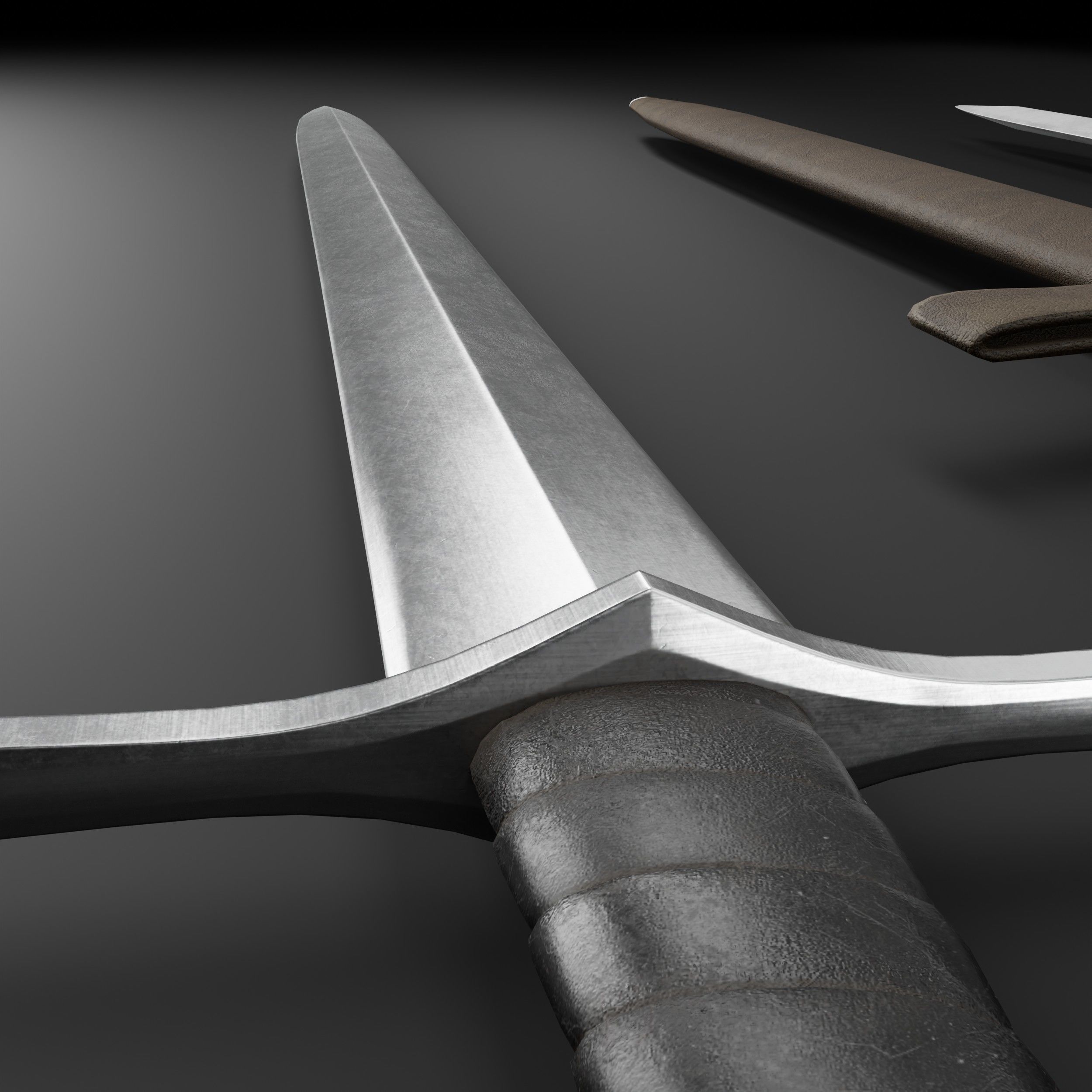 3D model Medieval Sword 05 low poly plus old texture and sheath UE VR ...