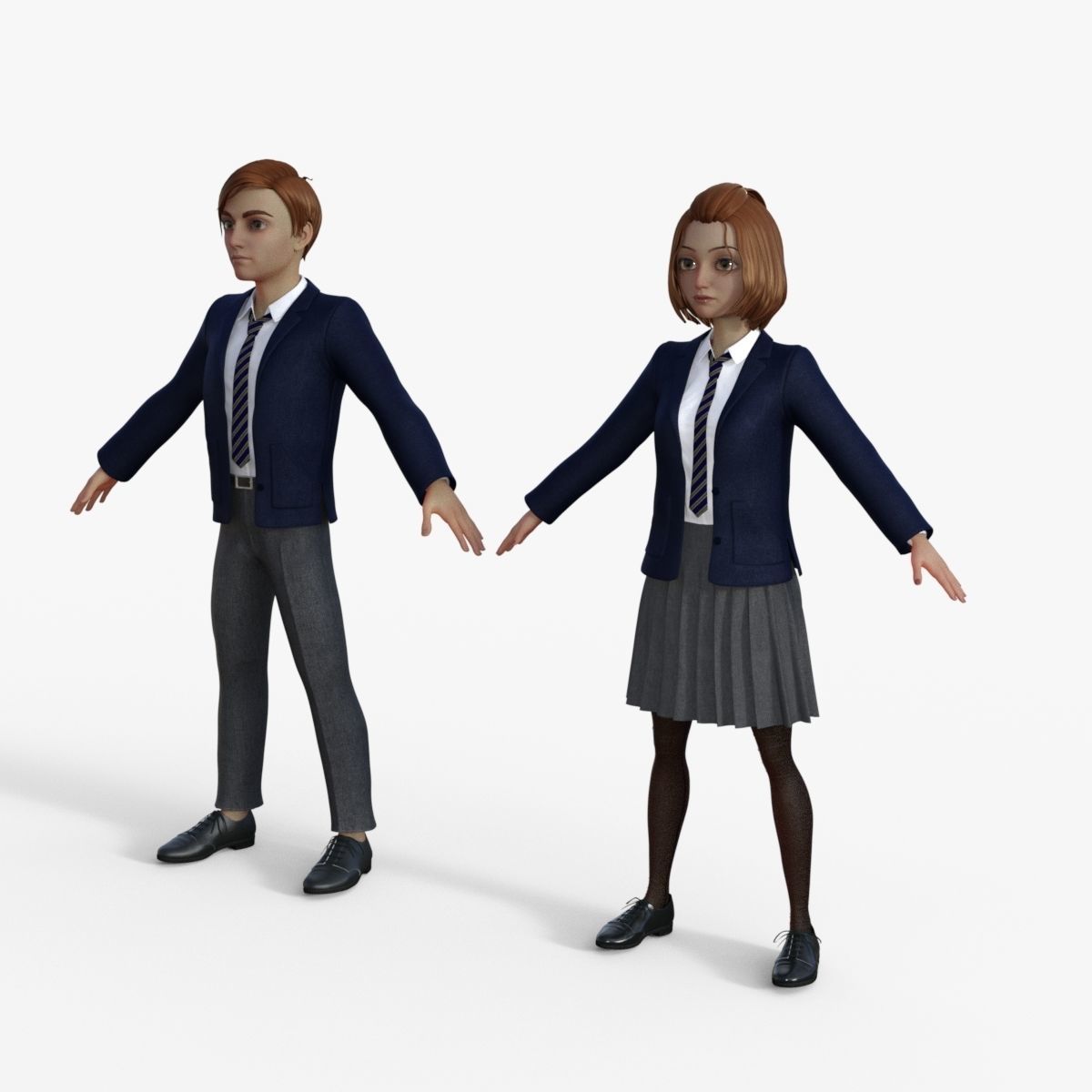 3D model High school students Girl and Boy VR / AR / low-poly | CGTrader