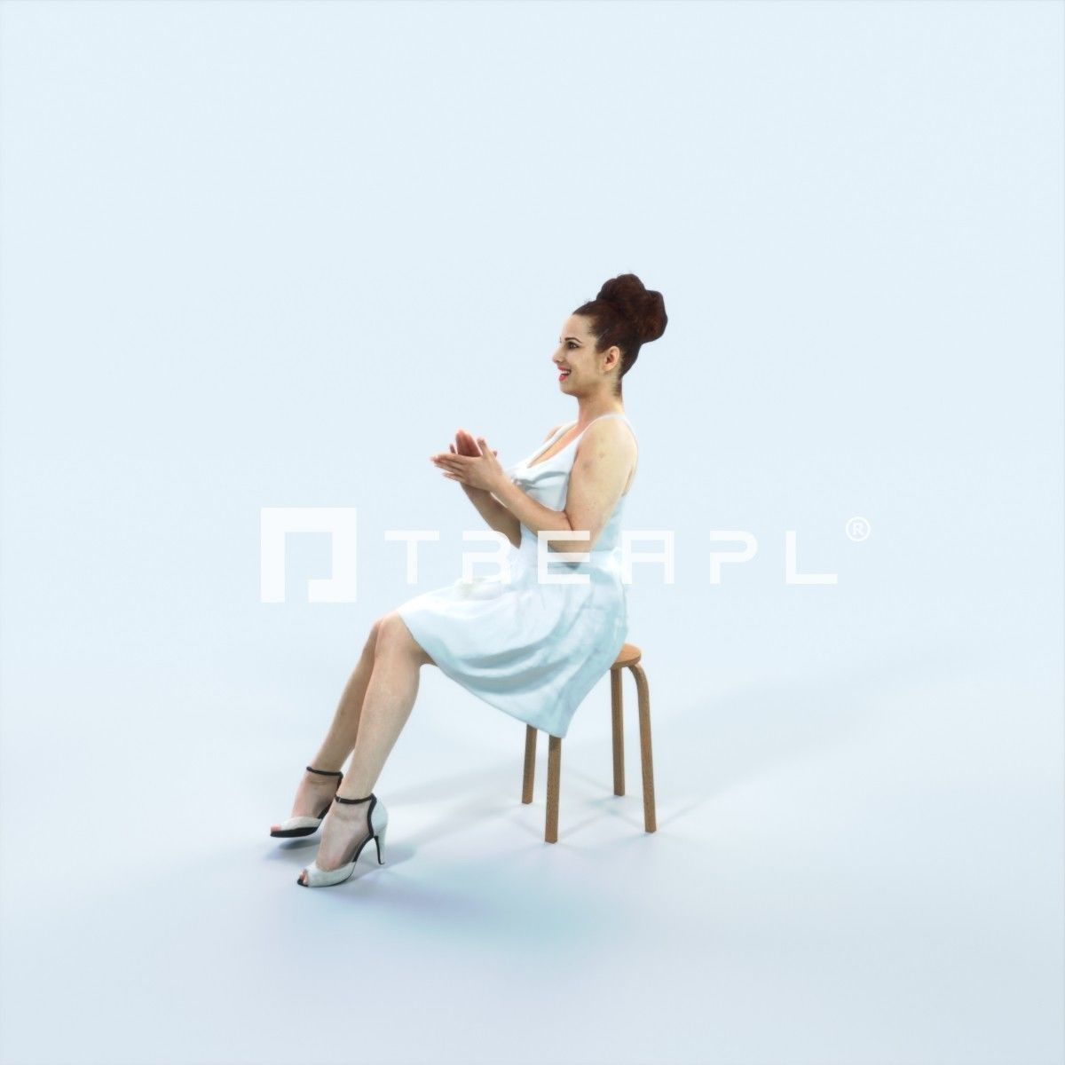 3D model Yearn 21M Clapping Sitting Casual Woman VR / AR / low-poly ...