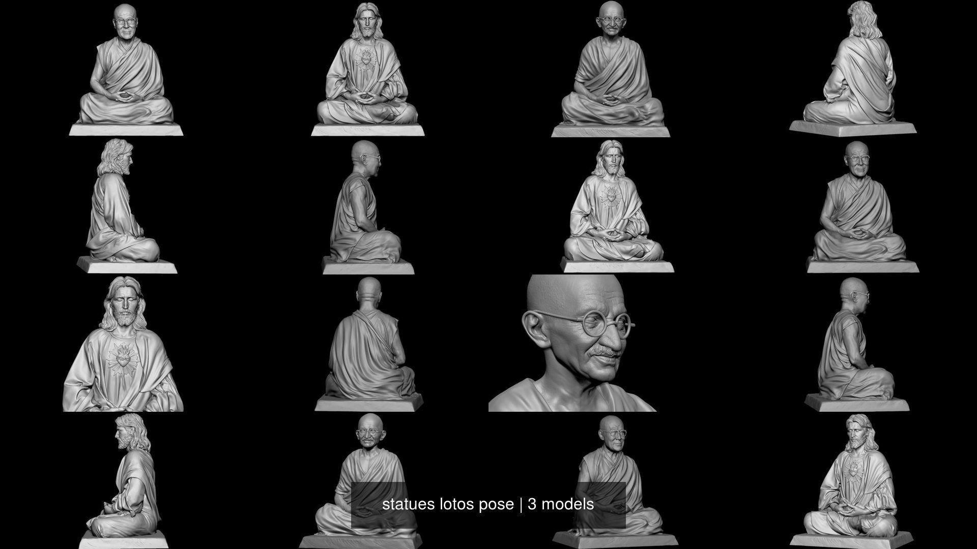 statues lotos pose 3D Model Collection | CGTrader