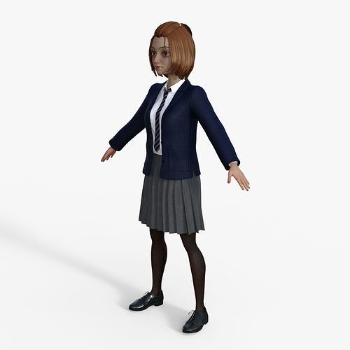 High School Student Girl 3D model rigged | CGTrader