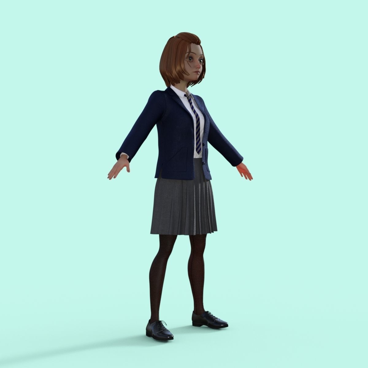High School Student Girl 3D model rigged | CGTrader