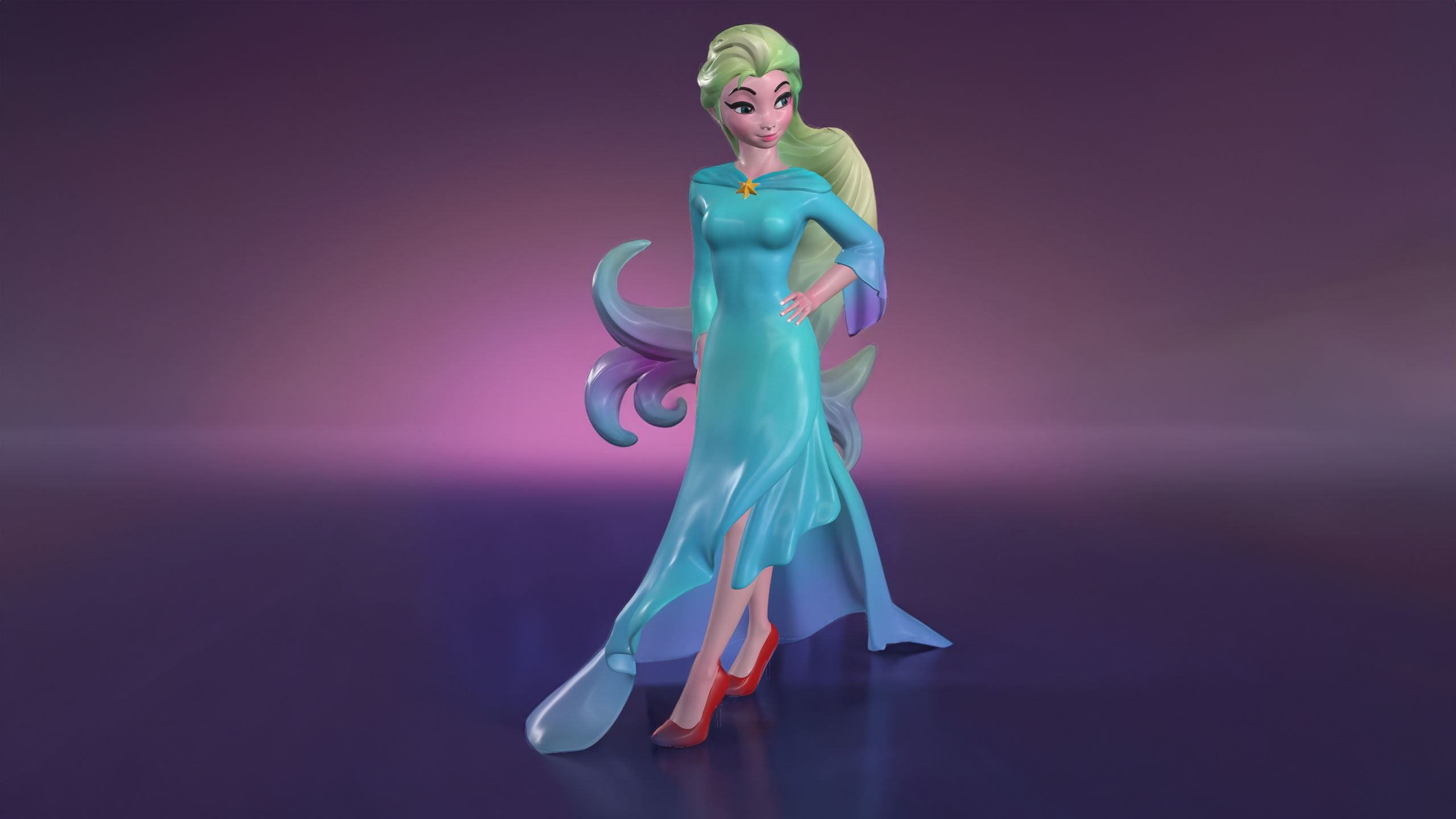 Elsa Frozen Fan Art 3d Print Model 3d Model 3d Printable Animated