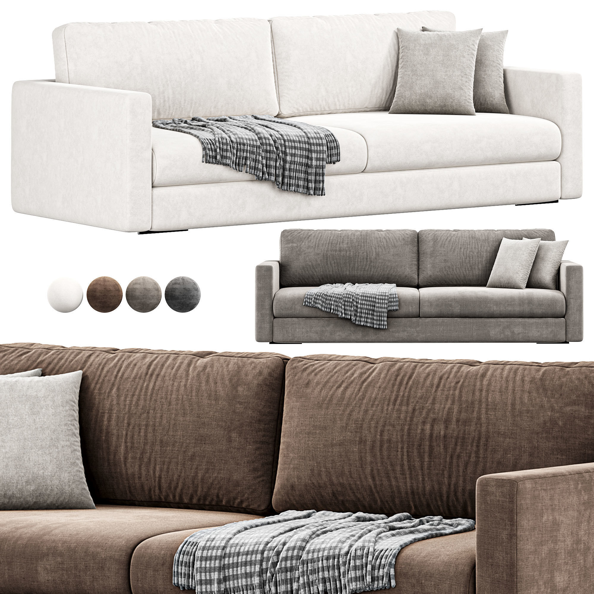 Magnum 3 Seater Fabric Sofa By Flexform 3D model | CGTrader