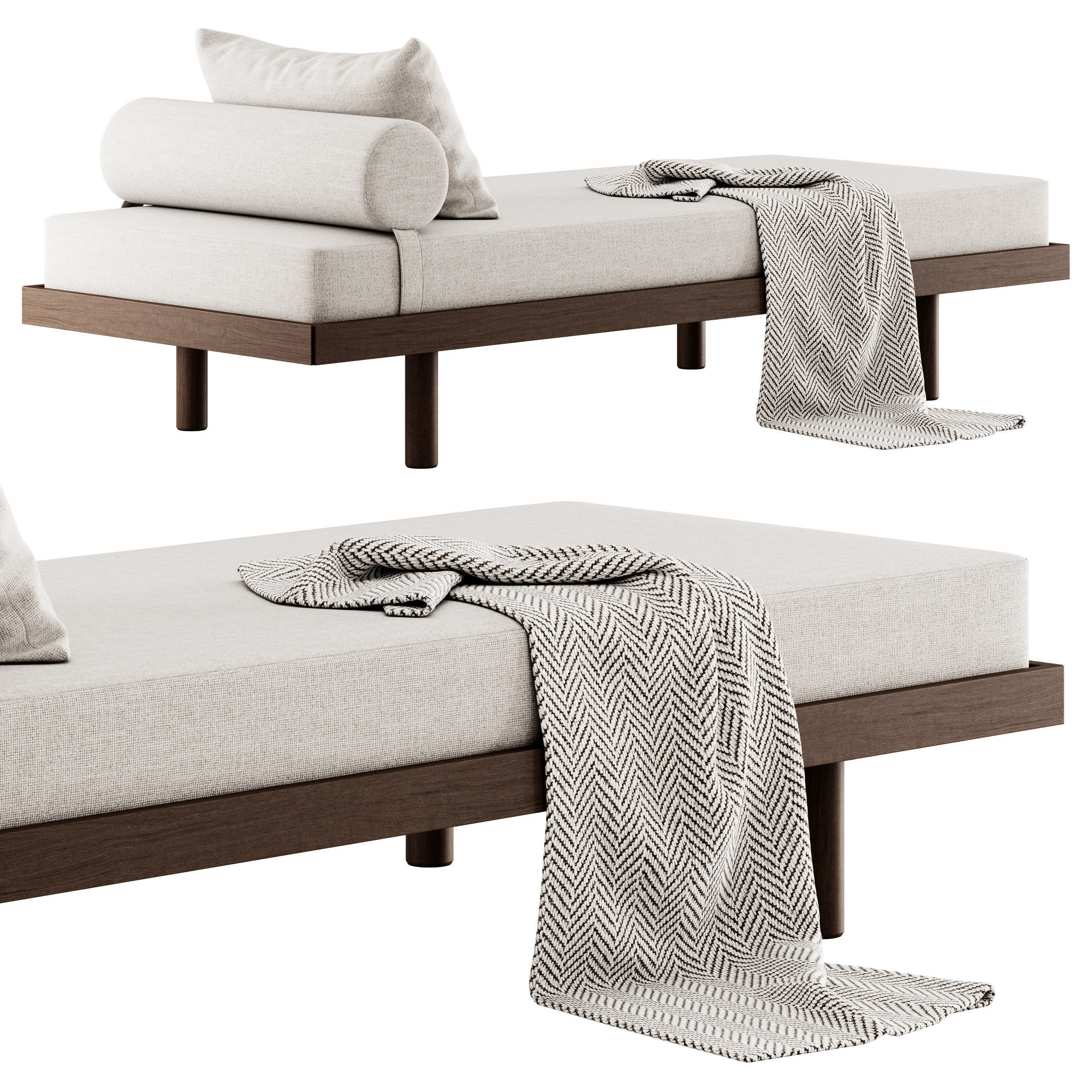 Modern Minimalist Daybed by Revival Rugs 3D model | CGTrader