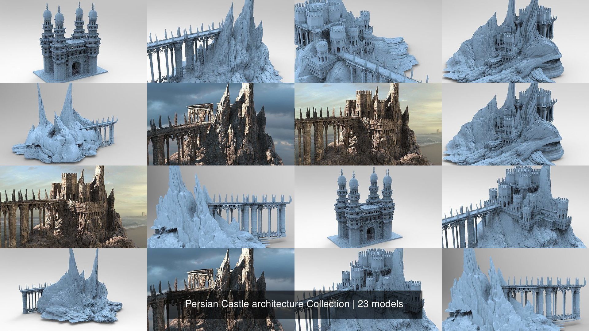 Persian Castle architecture Collection | CGTrader