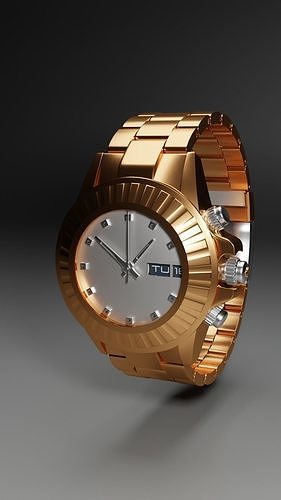 Golden watch free 3D model | CGTrader