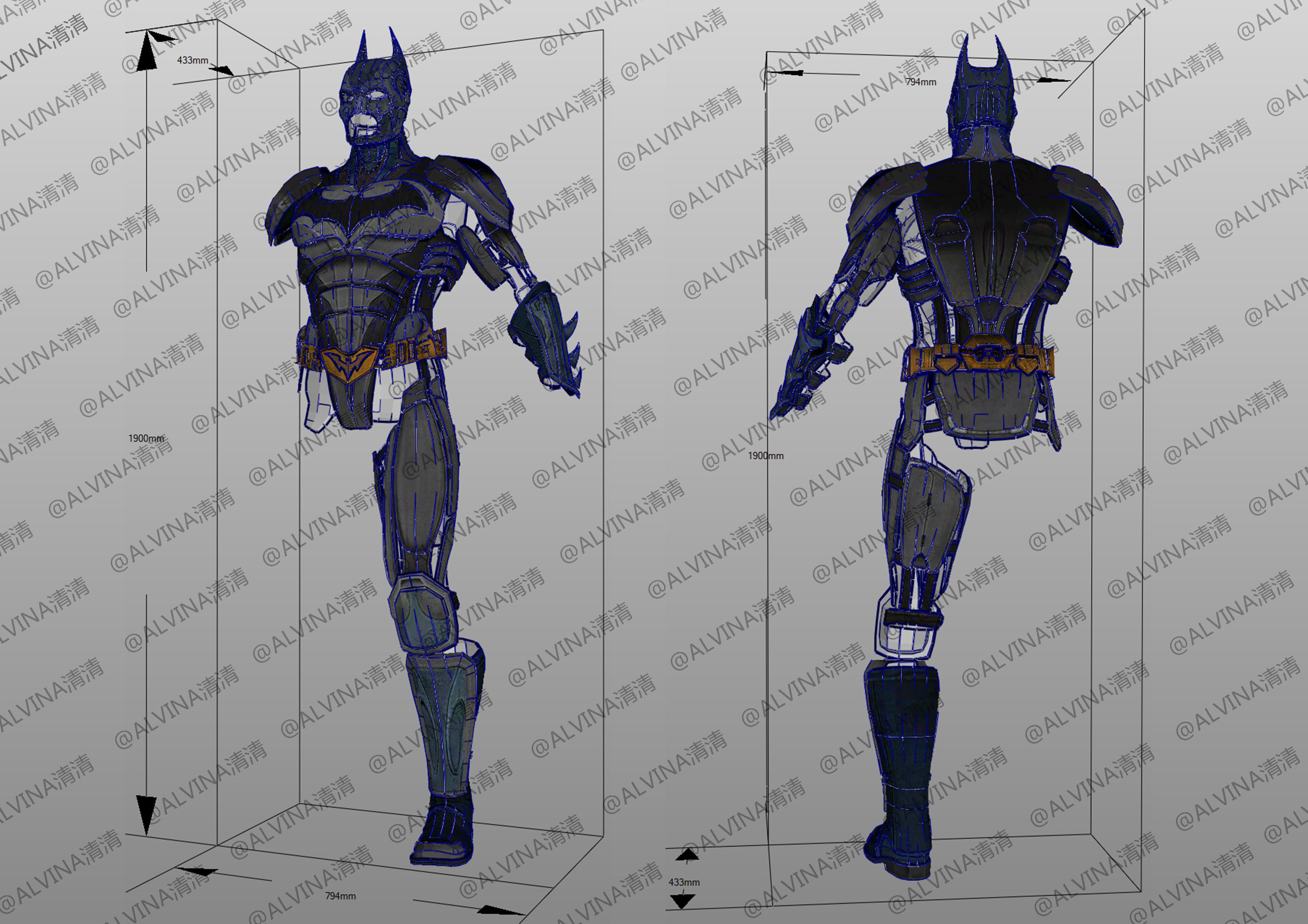 3D model Justice League Batman- Cosplay Pepakura Foam Template VR / AR ...