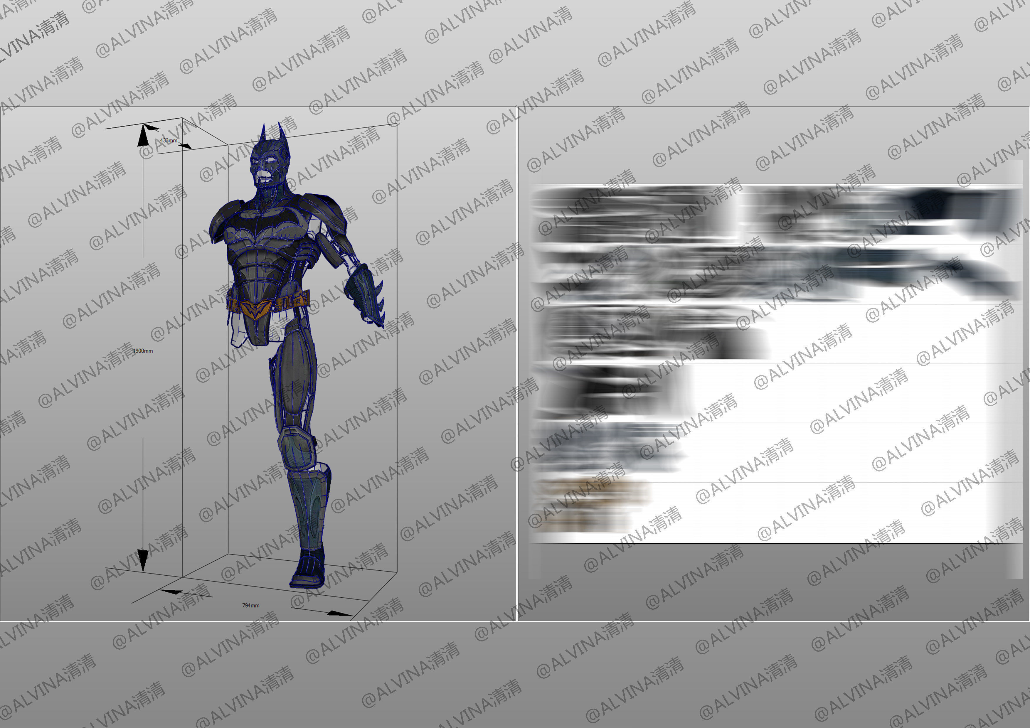 3D model Justice League Batman- Cosplay Pepakura Foam Template VR / AR ...