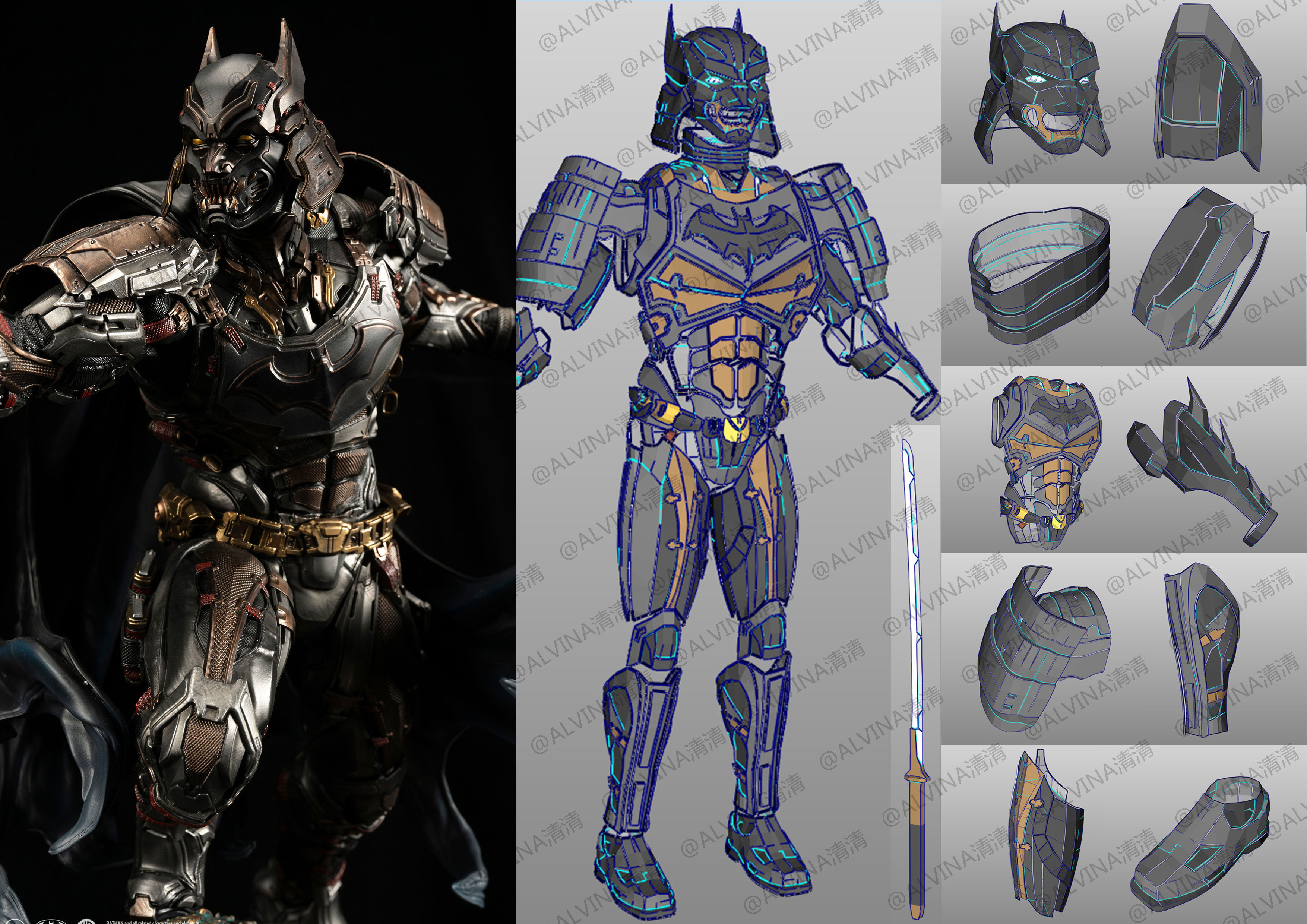 3D model Batman Samurai - Cosplay Pepakura Foam Template VR / AR / low ...