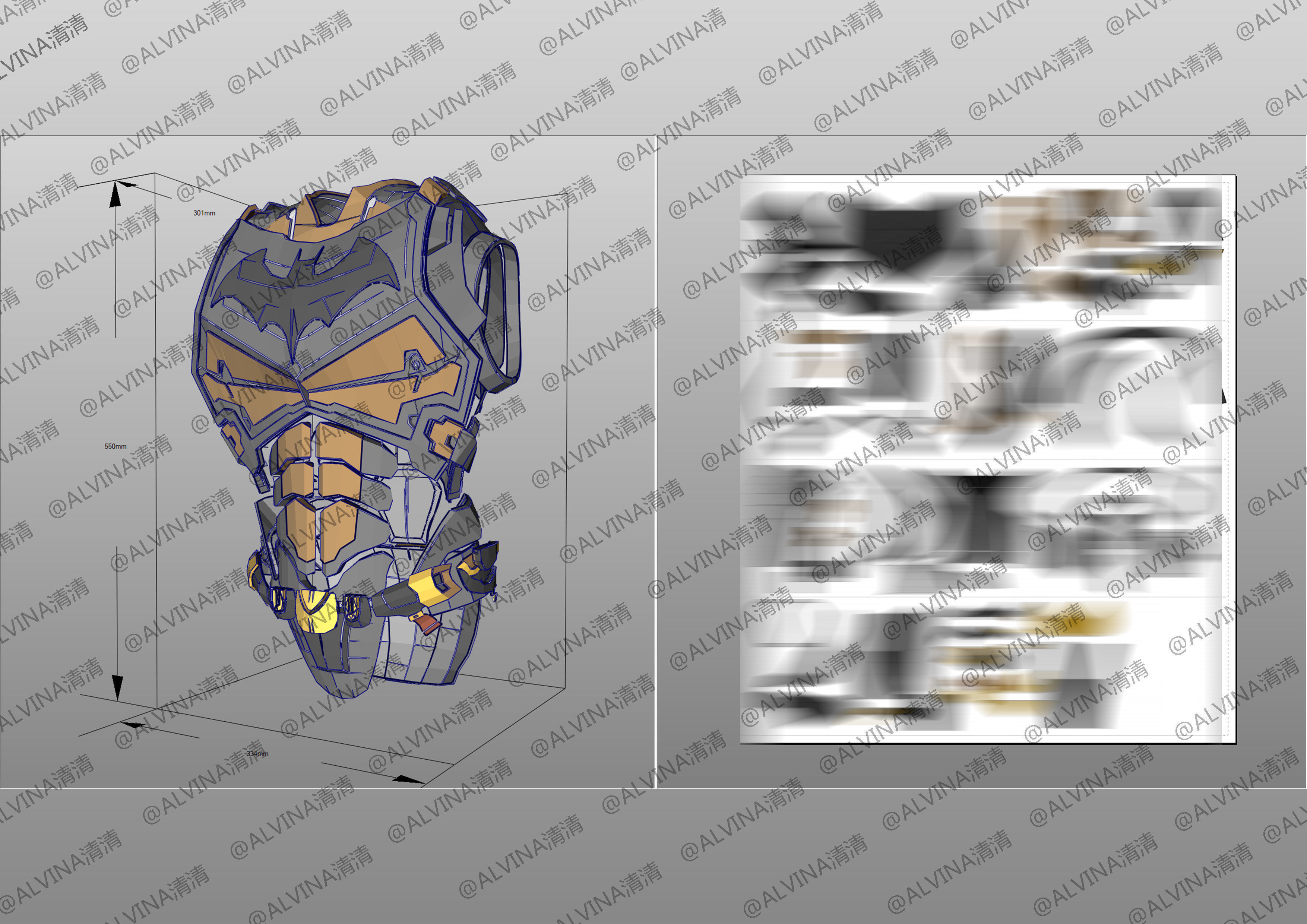 3D model Batman Samurai - Cosplay Pepakura Foam Template VR / AR / low ...