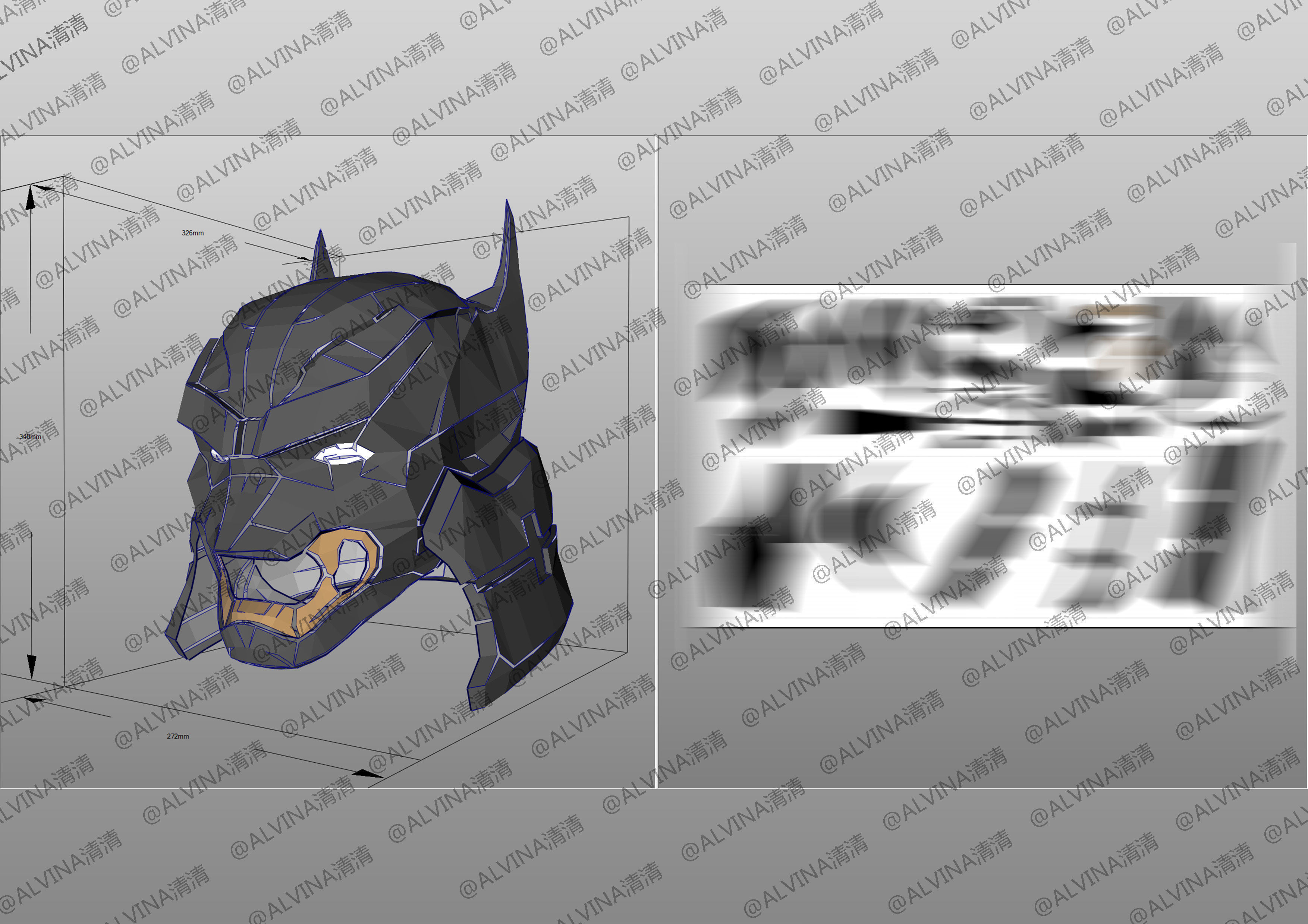 3D model Batman Samurai - Cosplay Pepakura Foam Template VR / AR / low ...