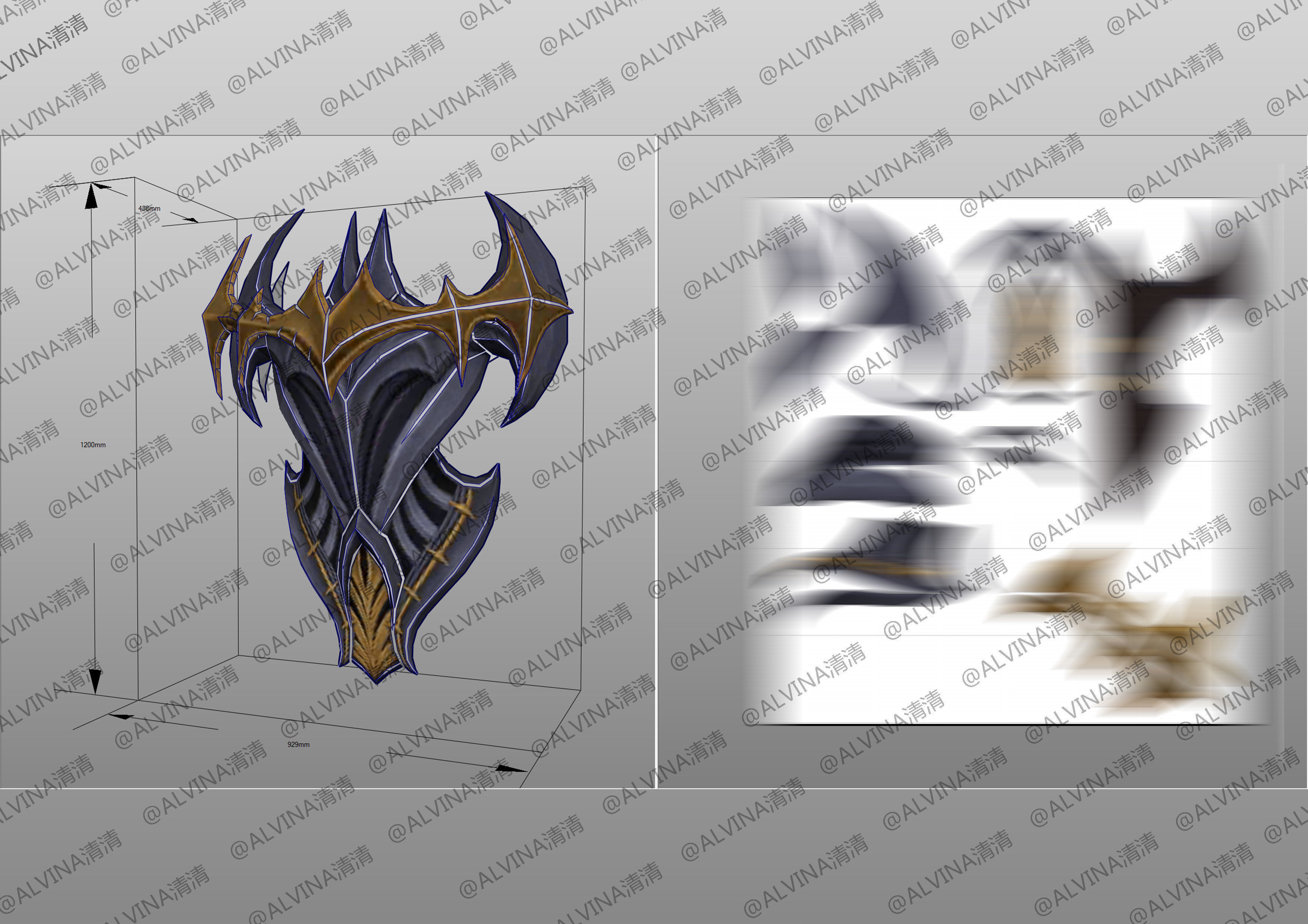 3D model Lineage 2 Batman - Cosplay Pepakura Foam Template VR / AR ...