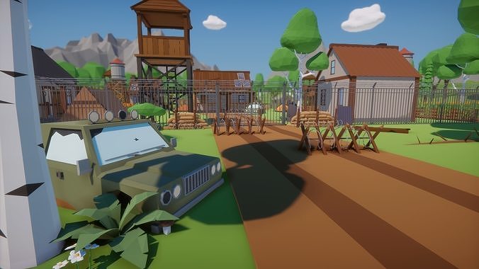 3D model Low Poly Post Apocalyptic Village VR / AR / low-poly | CGTrader