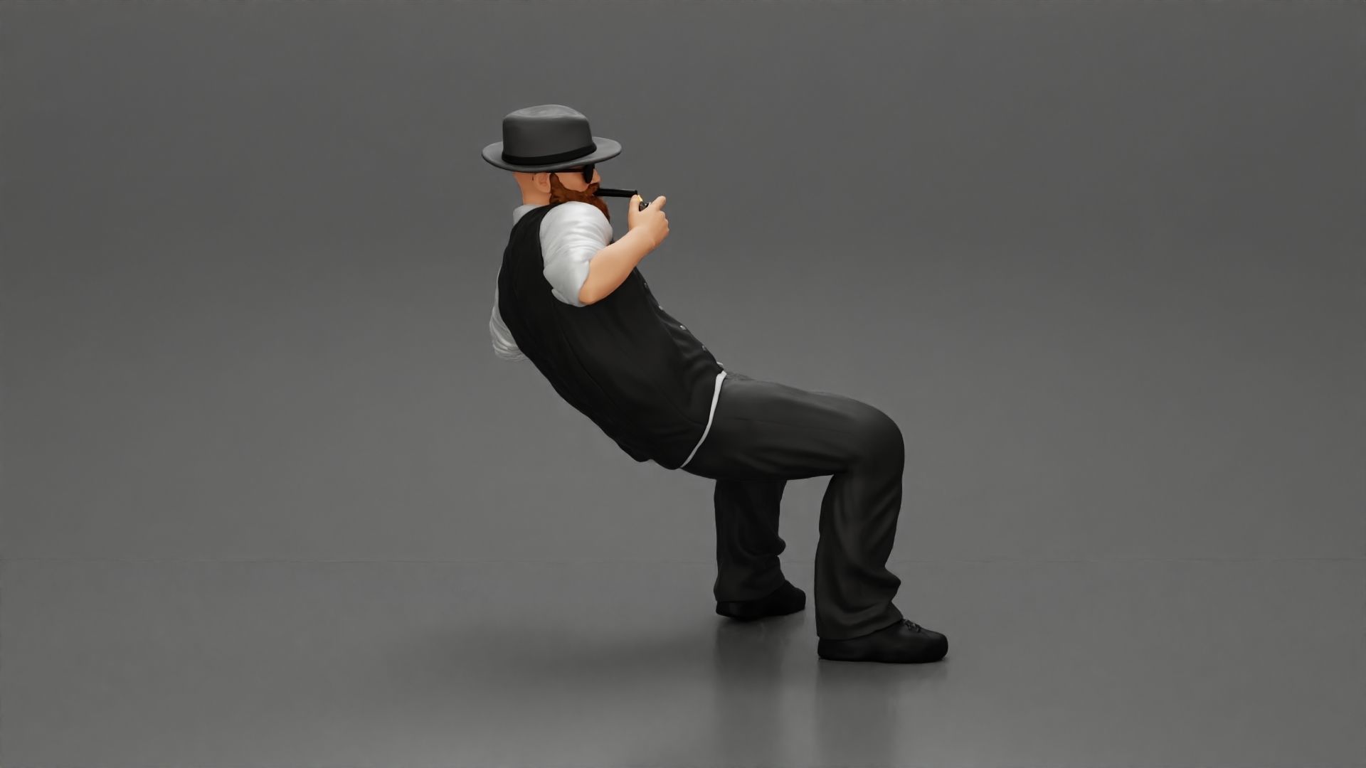 gangster homie in beard sitting holding lighter cigar smoking 3D model ...