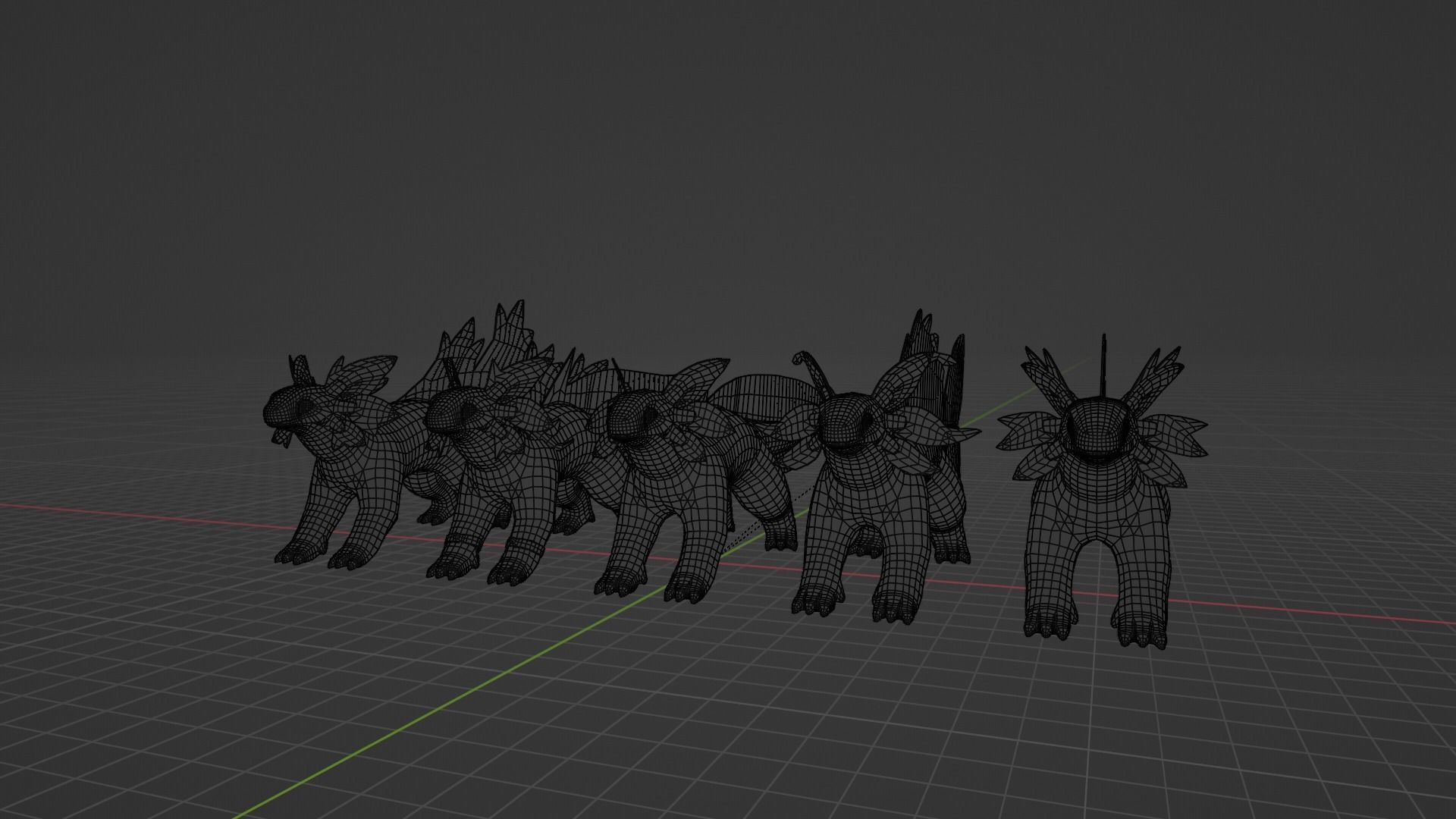 Stylized Axolotl-ish Creatures 3D model animated rigged | CGTrader