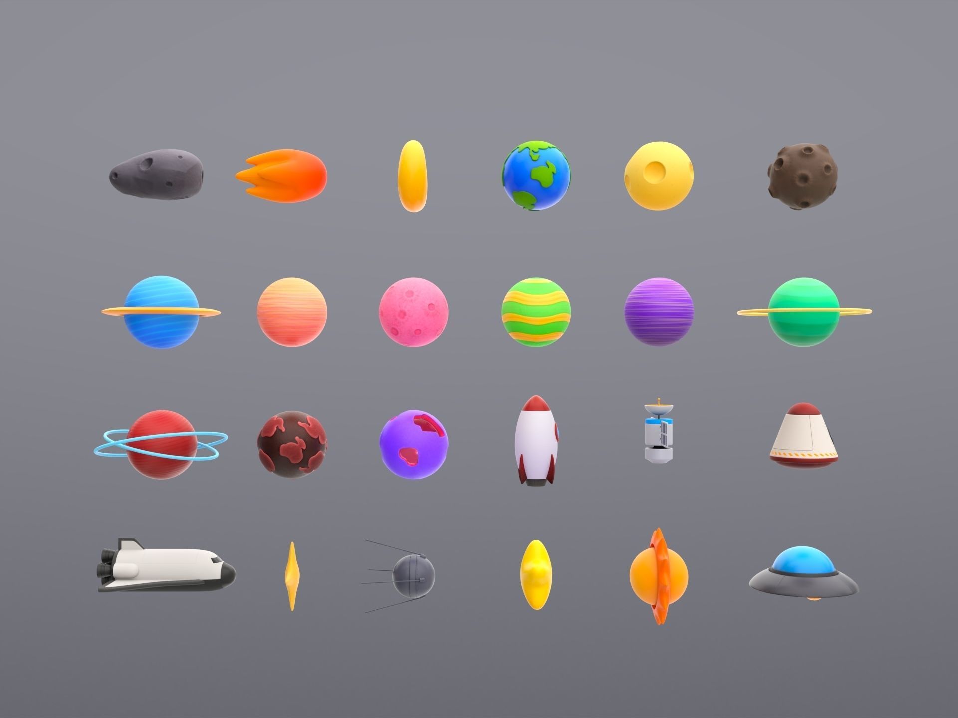 Cartoon Space Pack 3D model | CGTrader