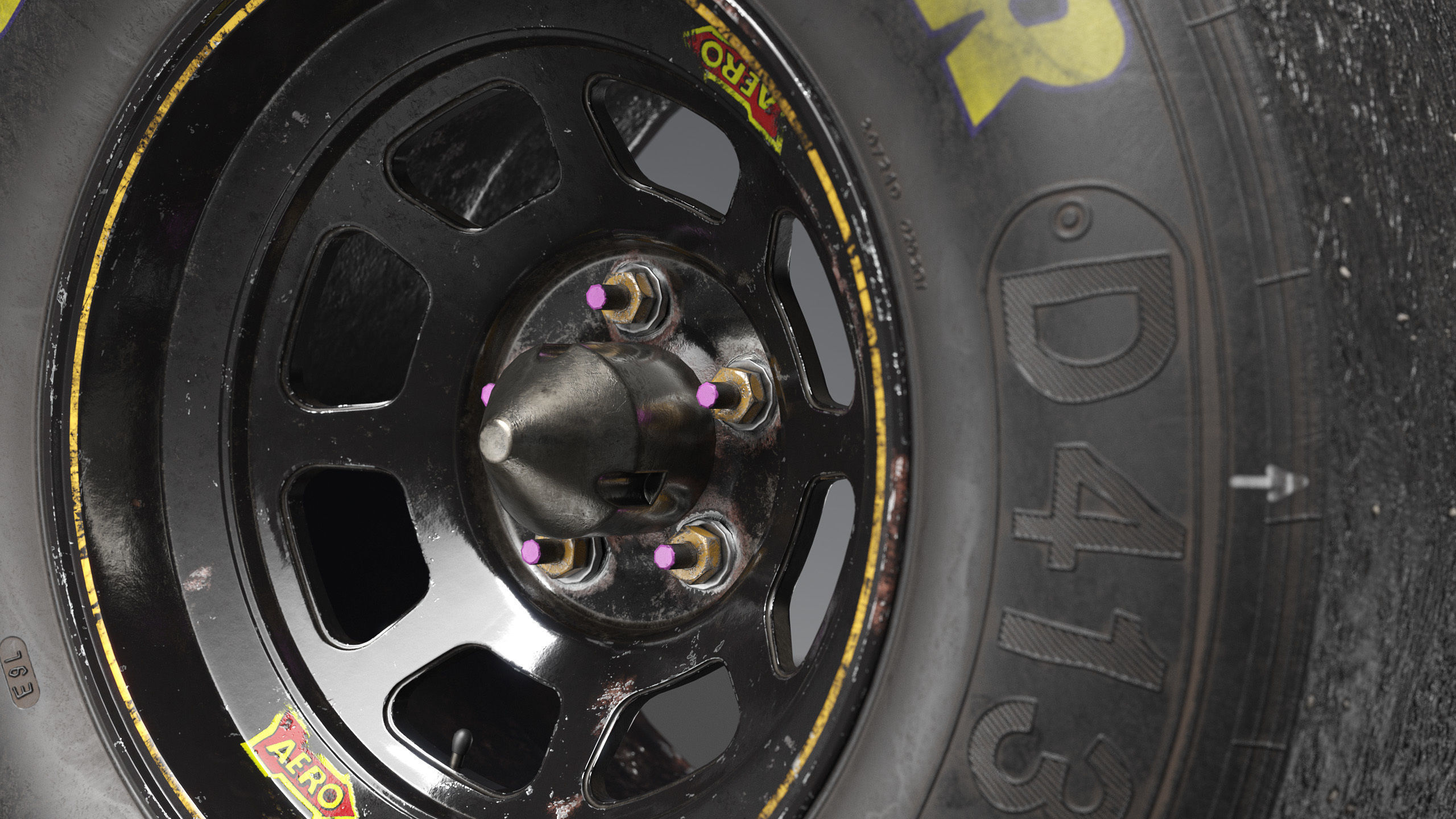 3D model NASCAR Wheel Worn Low Poly VR / AR / low-poly | CGTrader