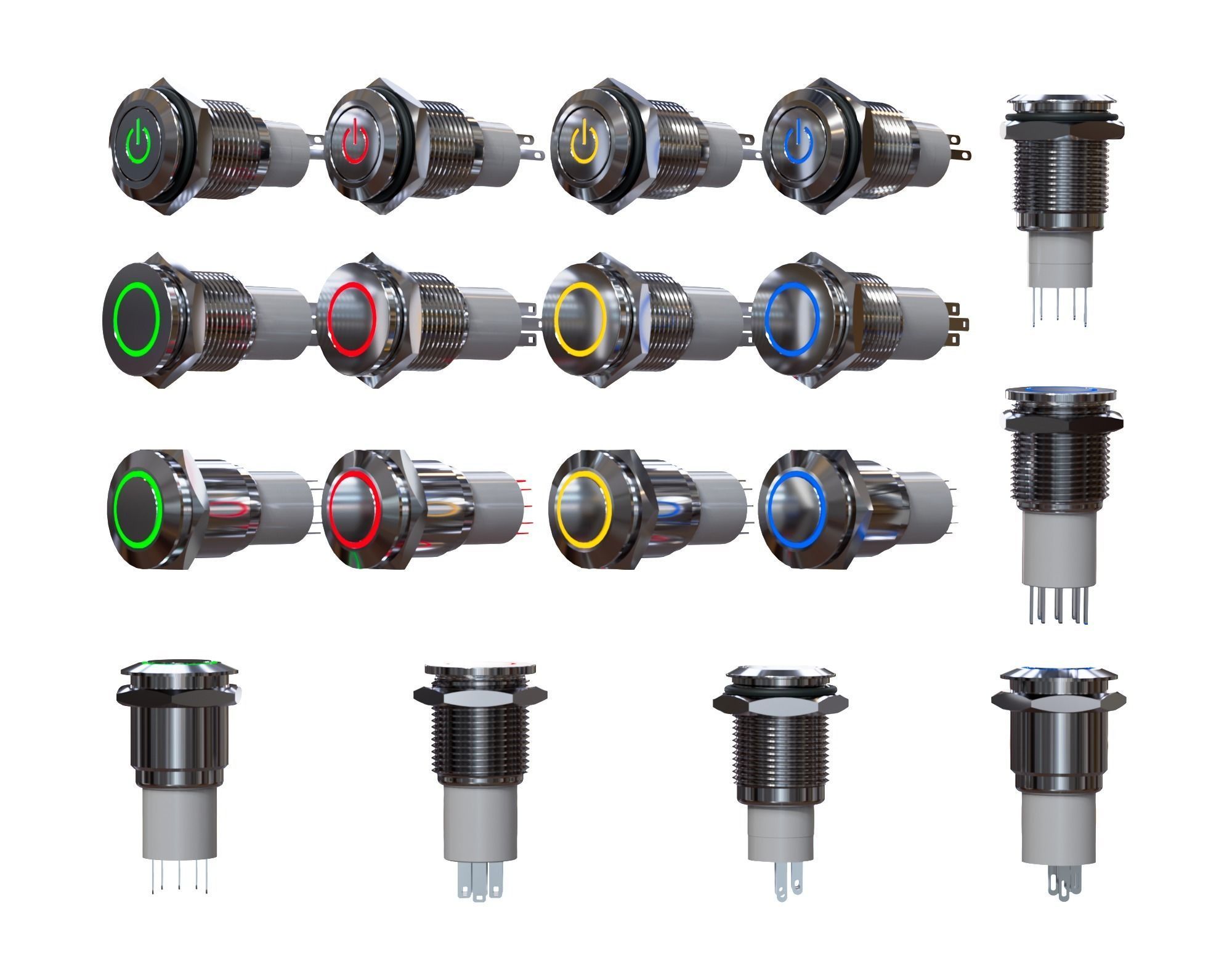 push-button indicator lamp 3D model | CGTrader