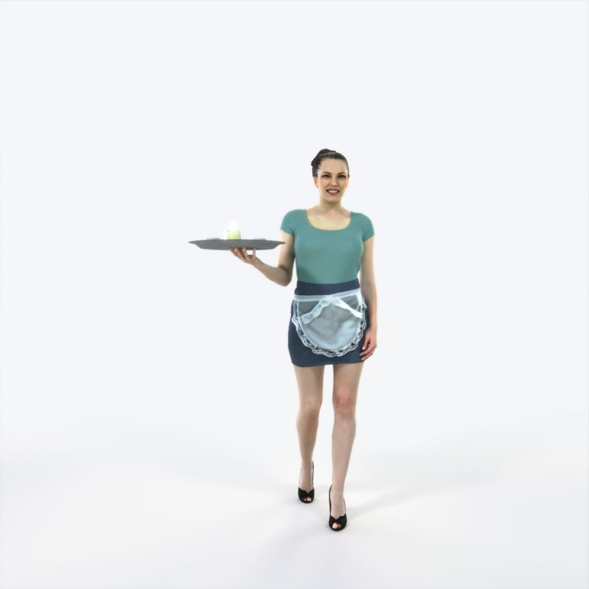 3D model Dream 14I Walking Working Woman Waitress VR / AR / low-poly ...