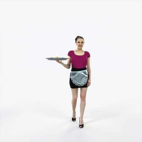 3D model Dream 14F Walking Working Woman Waitress VR / AR / low-poly ...