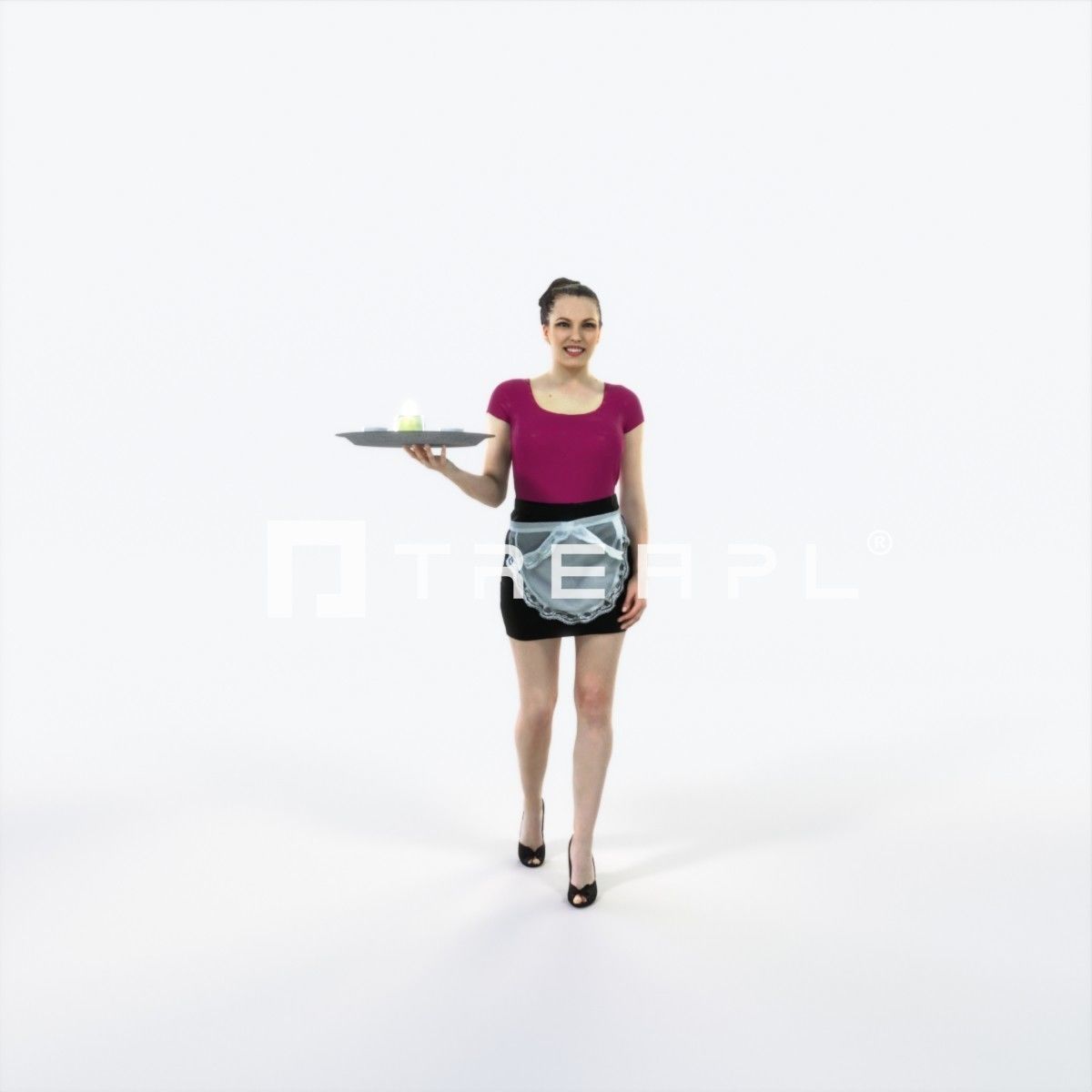 3D model Dream 14F Walking Working Woman Waitress VR / AR / low-poly ...