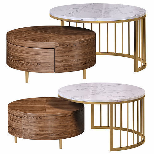 whitewalnut round nesting coffee table by homary 3D model | CGTrader