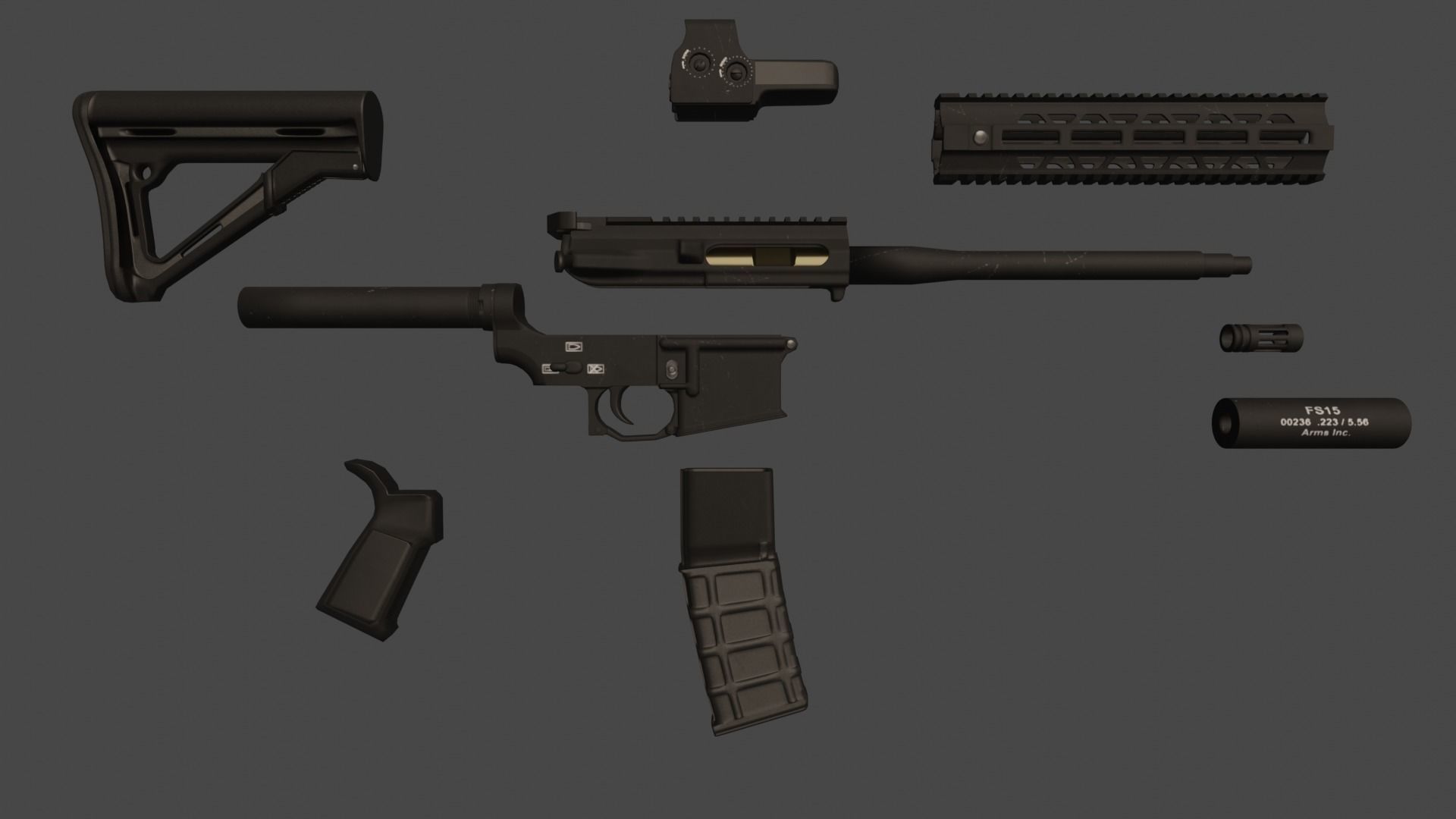 Modular AR15 3D model | CGTrader