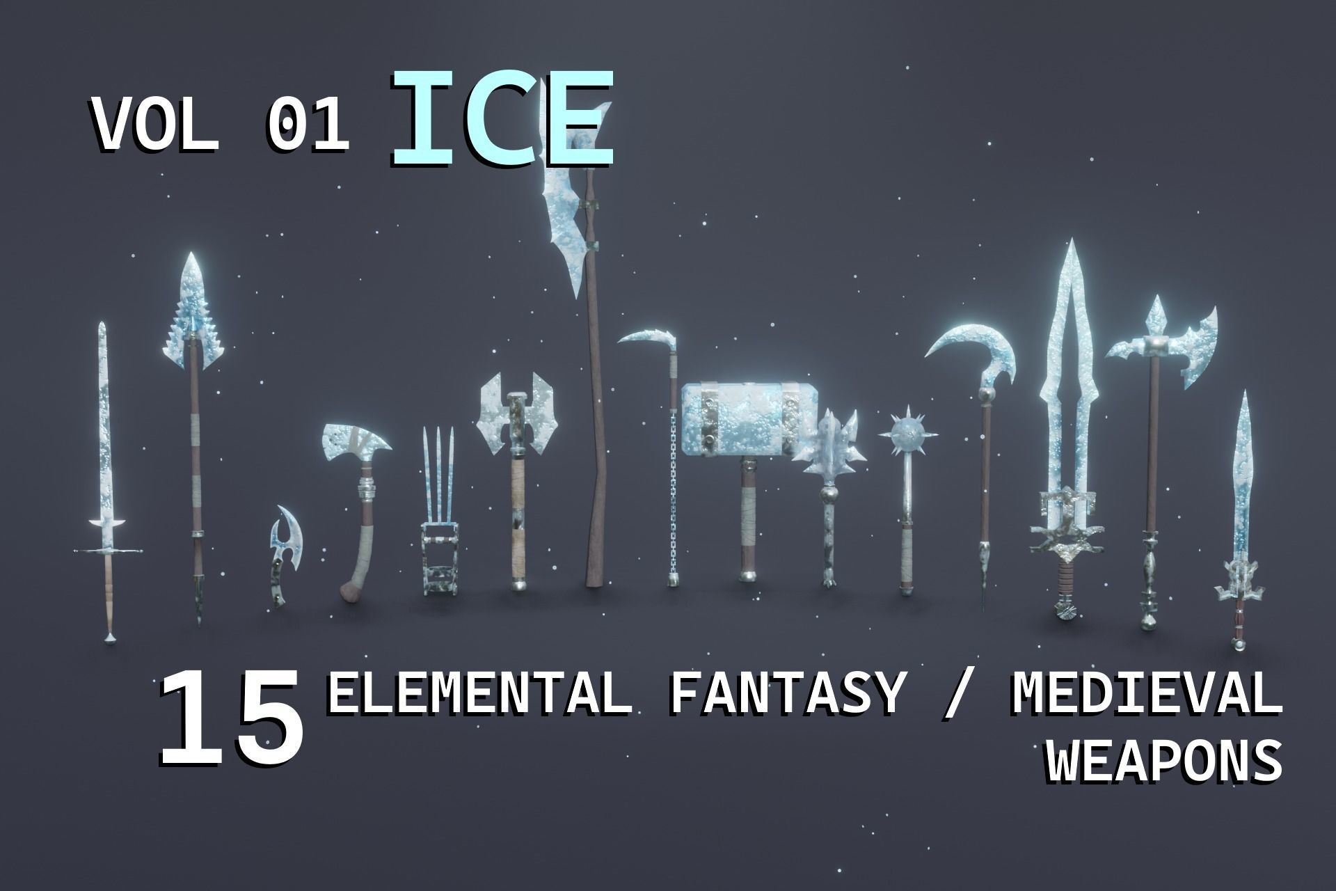 3D model 15 Ice elemental weapons - medieval - fantasy - magic - VOL 01 ...