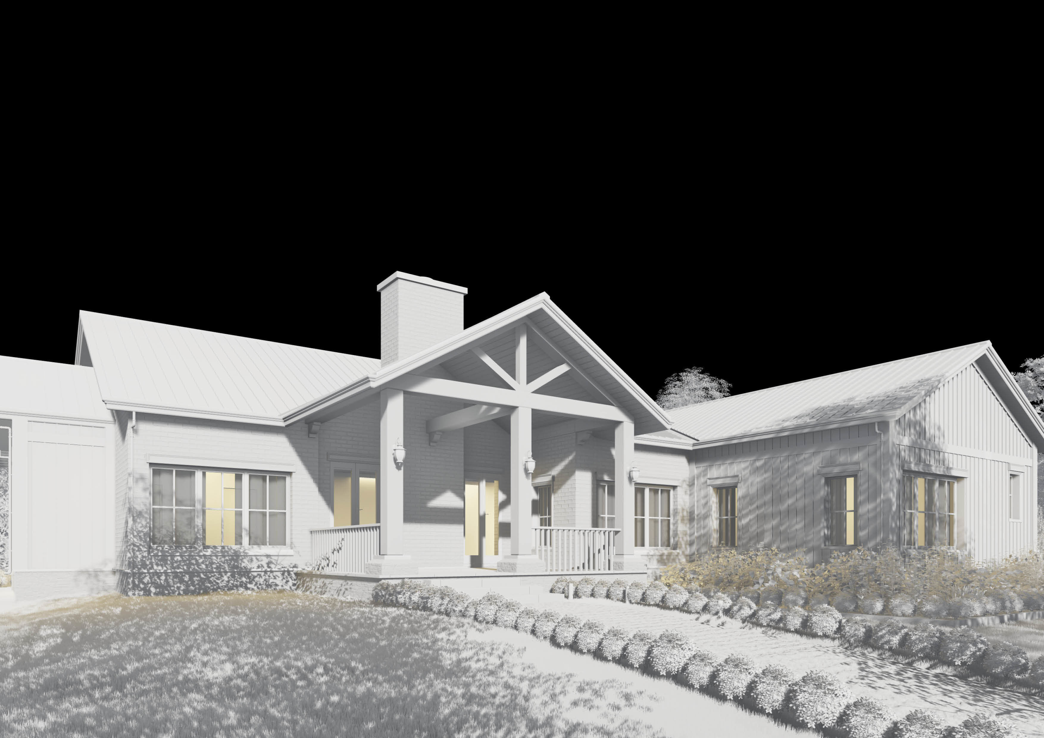 Farm House Exterior Scene - 2D drawing Arch D - 36x 24 inch 3D model ...