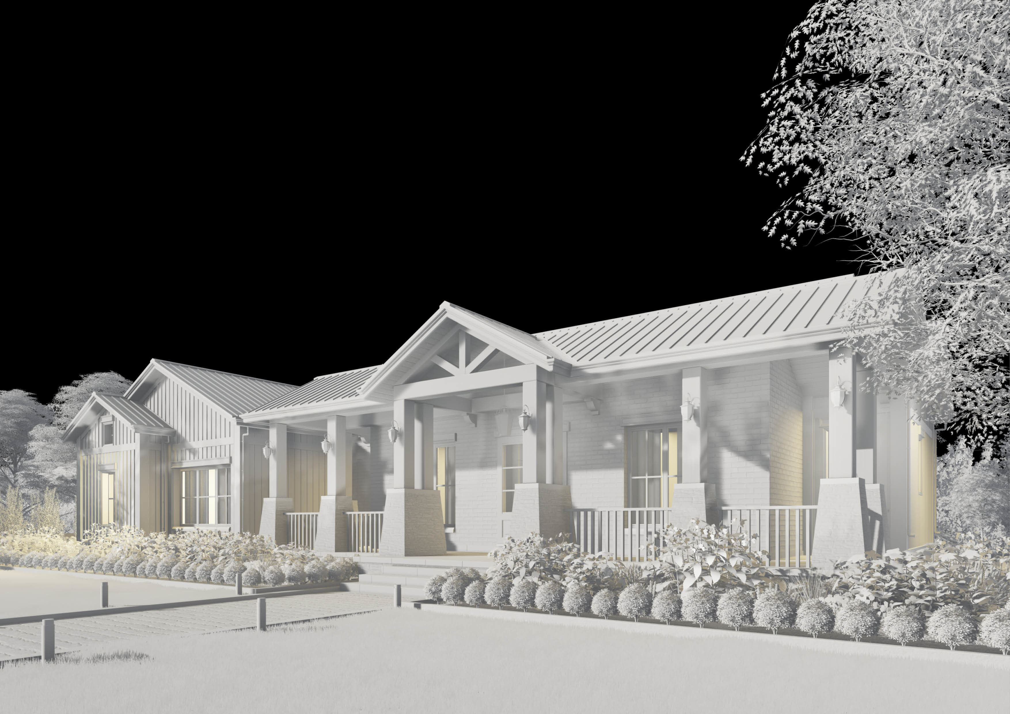 Farm House Exterior Scene - 2D drawing Arch D - 36x 24 inch 3D model ...