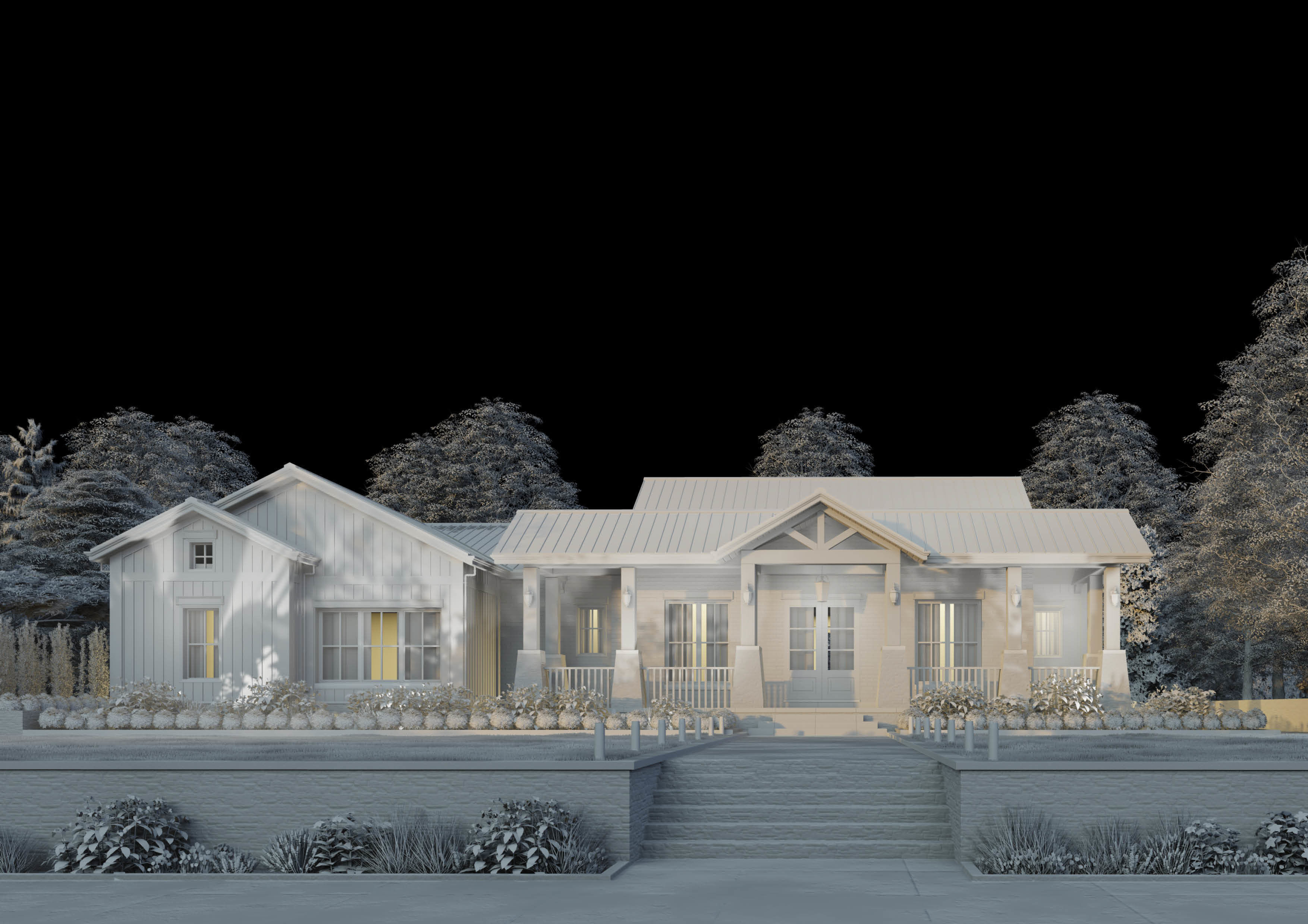 Farm House Exterior Scene - 2D drawing Arch D - 36x 24 inch 3D model ...