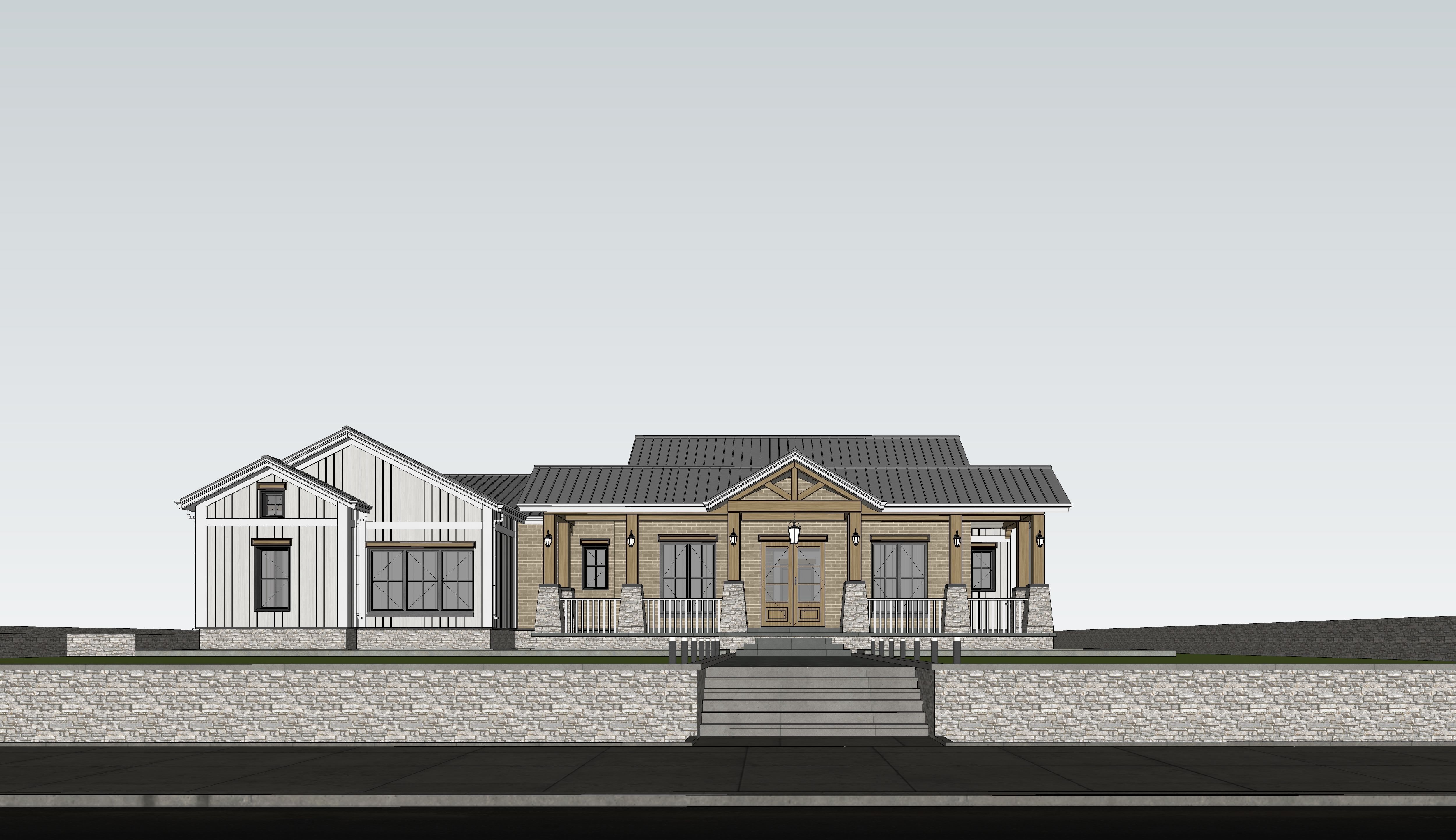 Farm House Exterior Scene - 2D drawing Arch D - 36x 24 inch 3D model ...