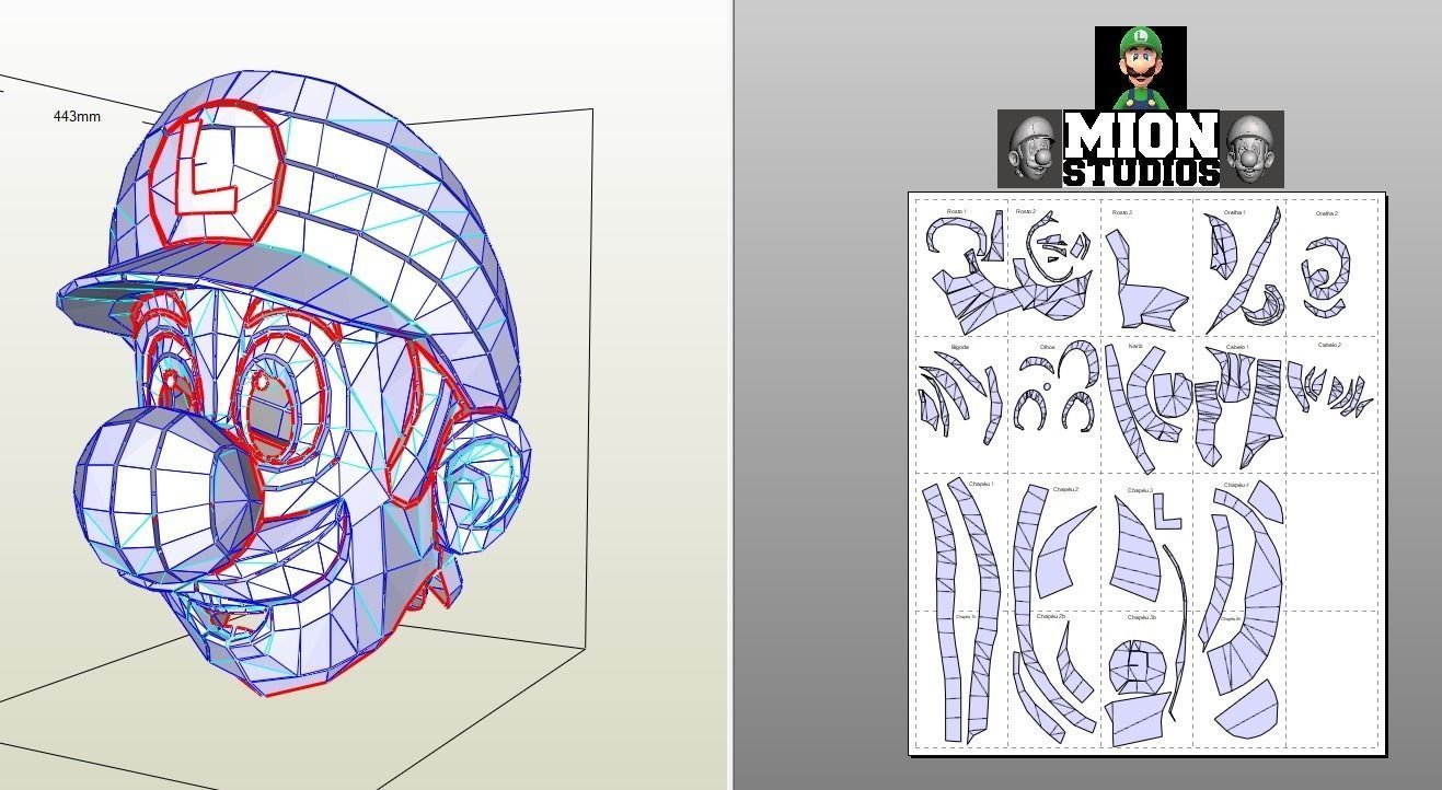LUIGI HEAD FOR COSPLAYS STL AND PEPAKURA 3D model 3D printable | CGTrader