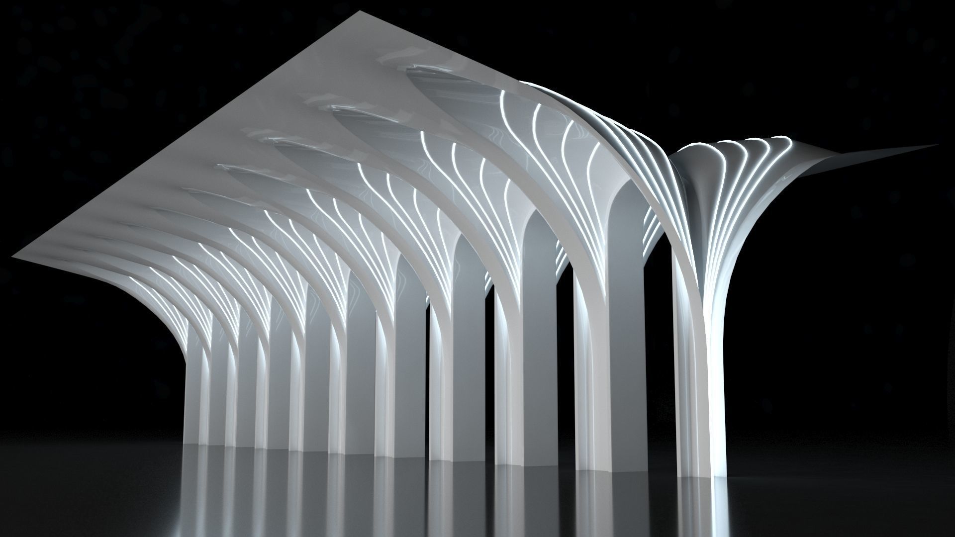 Futuristic Parametric Organic Arched Shade Structure 3D model | CGTrader