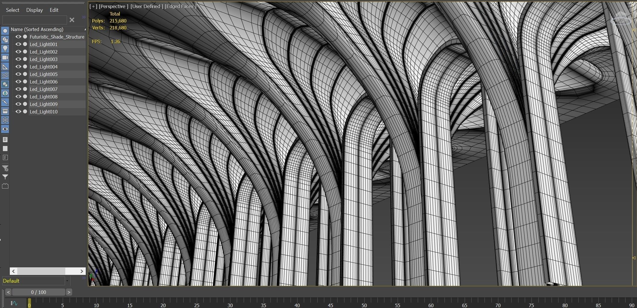 Futuristic Parametric Organic Arched Shade Structure 3D model | CGTrader